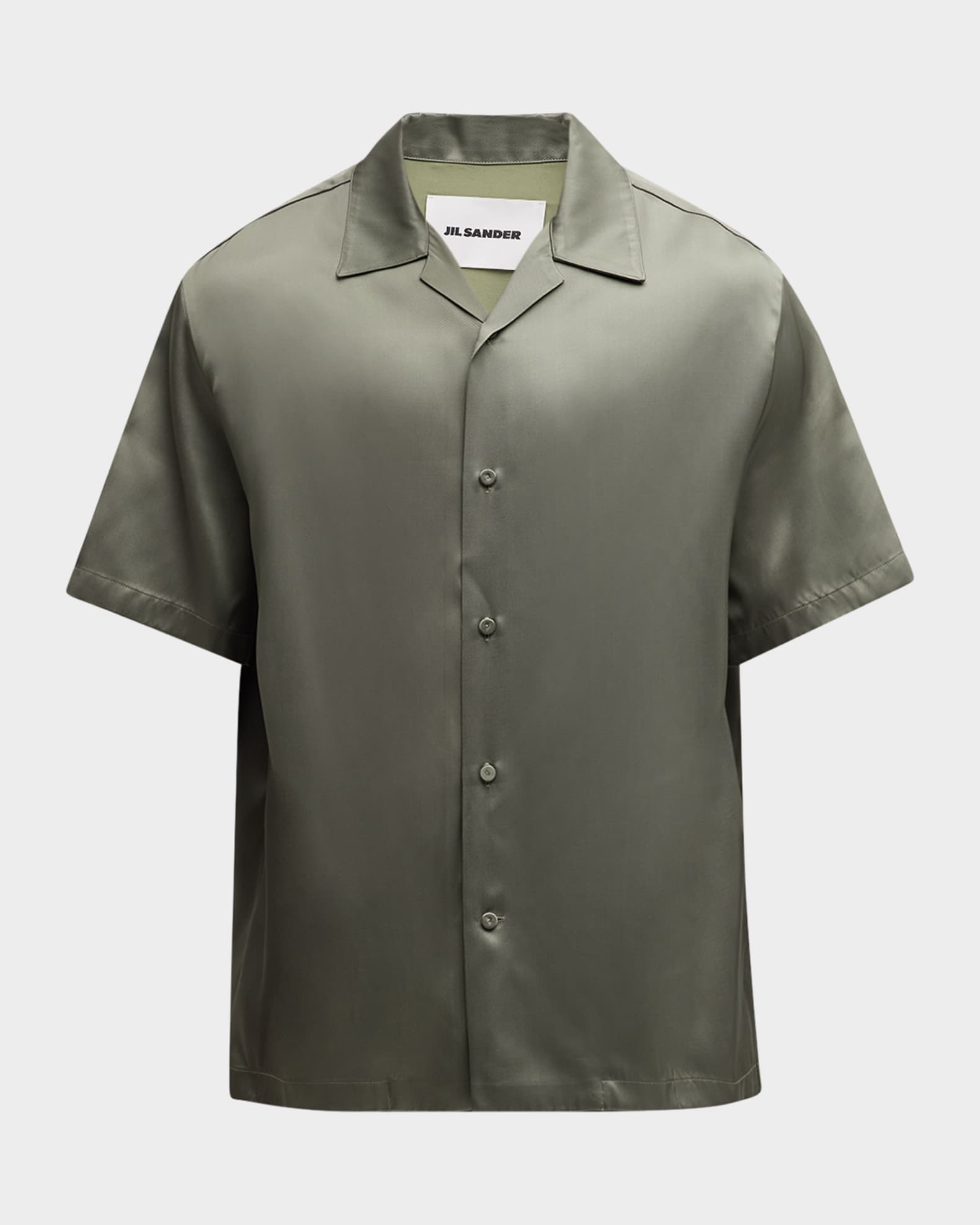 Jil Sander Men's Boxy Pressed-Collar Twill Shirt | Neiman Marcus