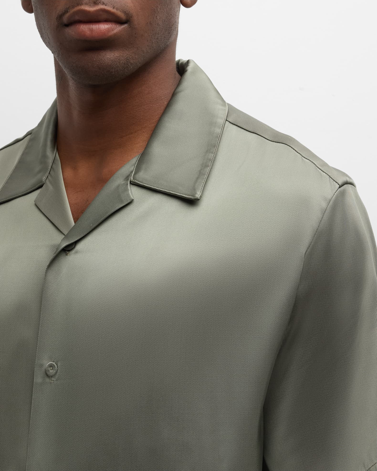 Jil Sander Men's Boxy Pressed-Collar Twill Shirt | Neiman Marcus