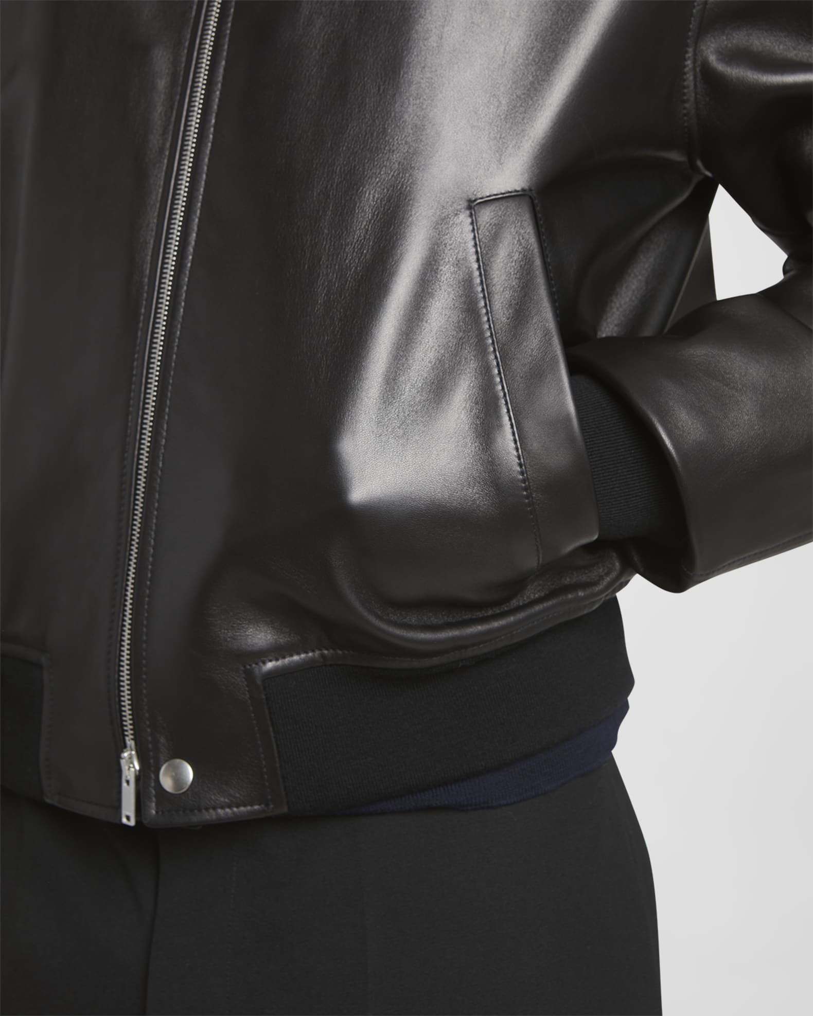 Jil Sander Men's Leather Bomber Jacket | Neiman Marcus