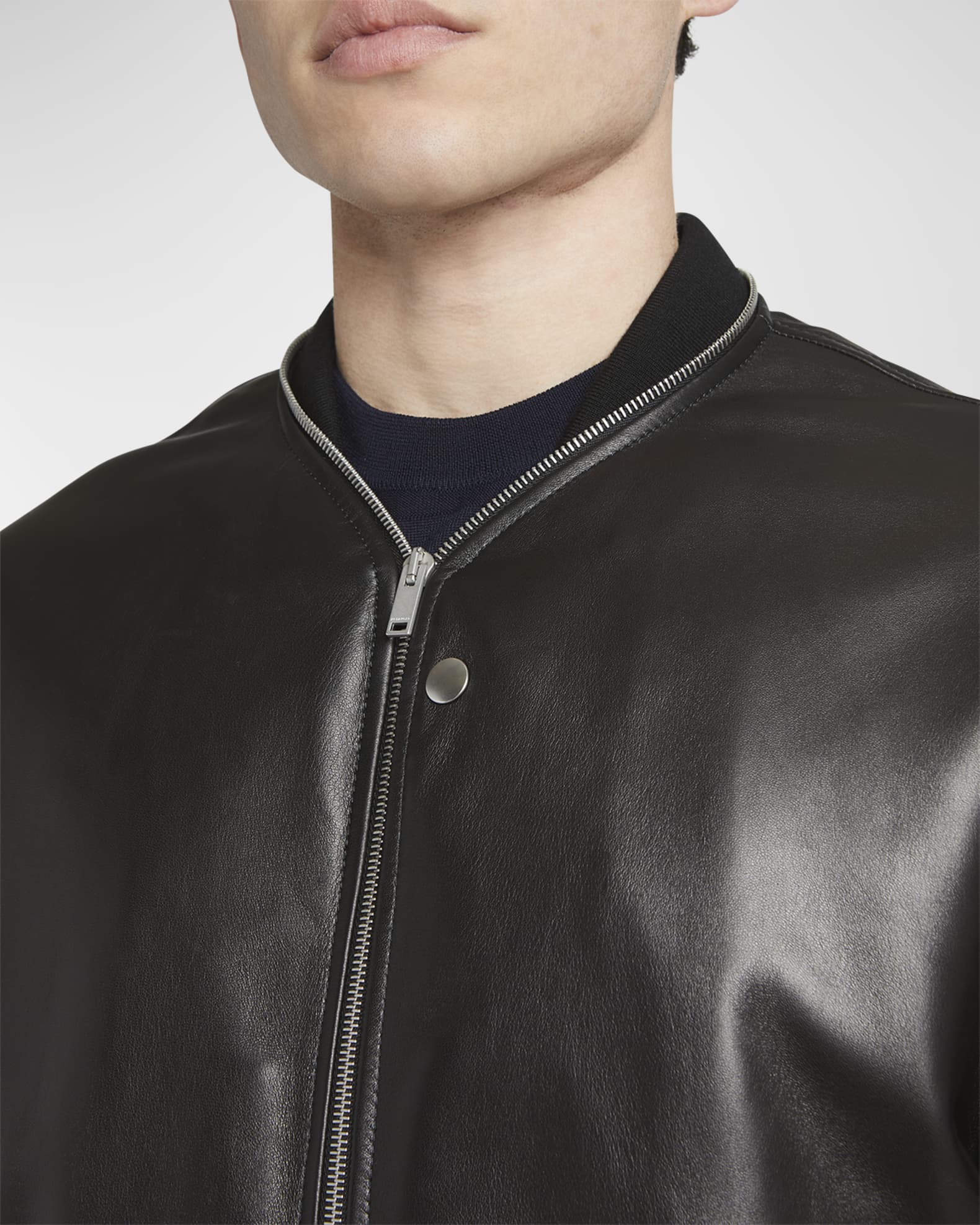 Jil Sander Men's Leather Bomber Jacket | Neiman Marcus