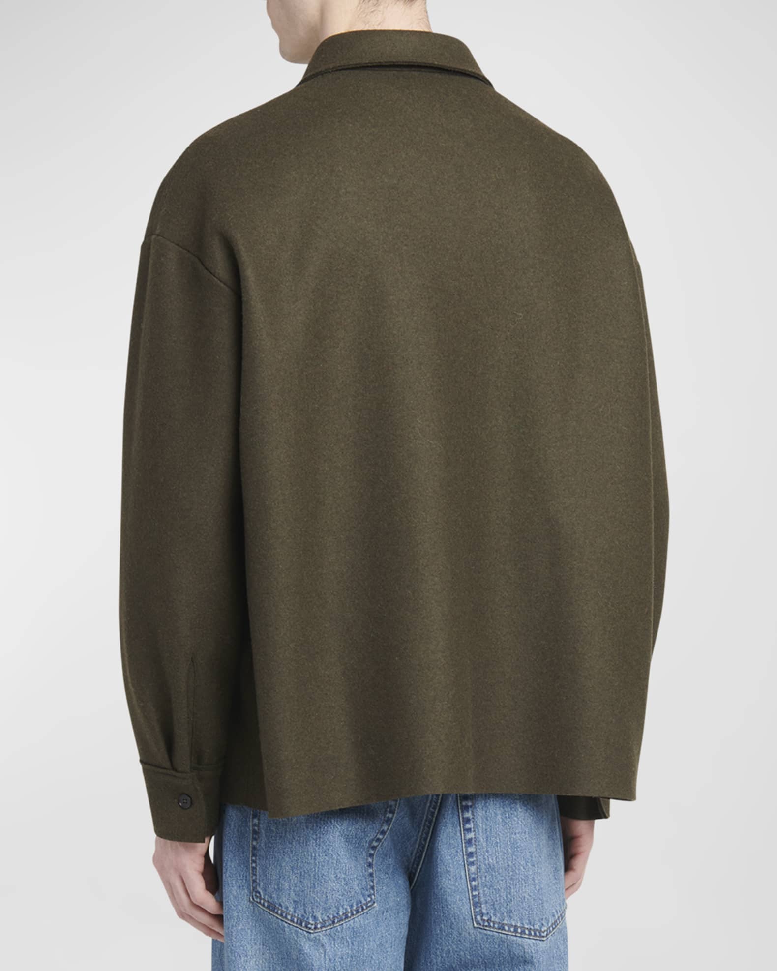 Jil Sander Men's Wool-Blend Pocket Shirt | Neiman Marcus