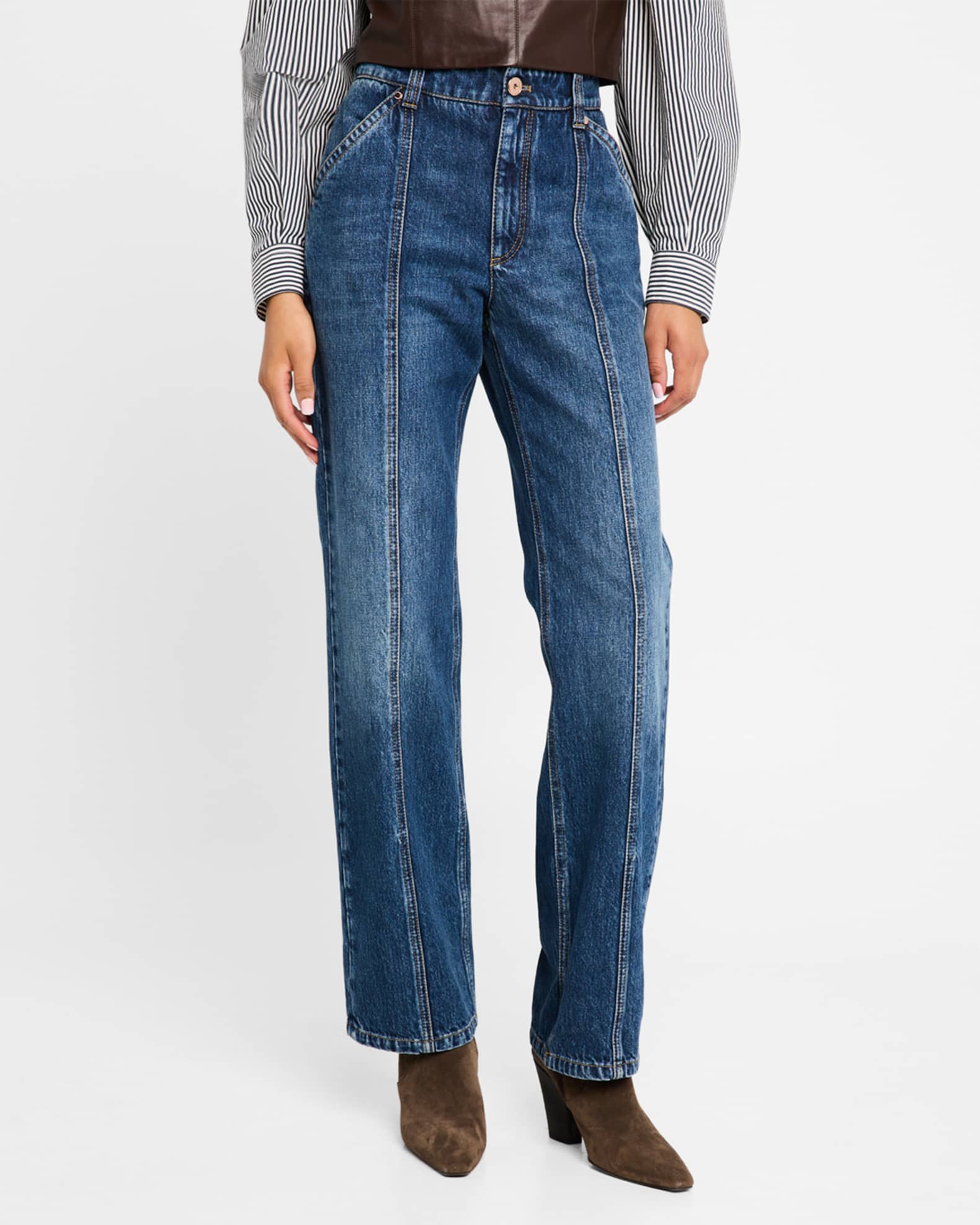 Brunello Cucinelli Retro Vintage Straight-Leg Jeans | Neiman Brunello Cucinelli Retro Vintage Straight-Leg Jeans | Neiman