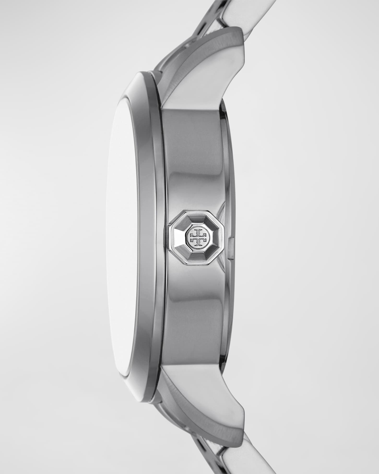 Tory Burch The Tory Silver-Tone Stainless Steel Watch | Neiman Marcus