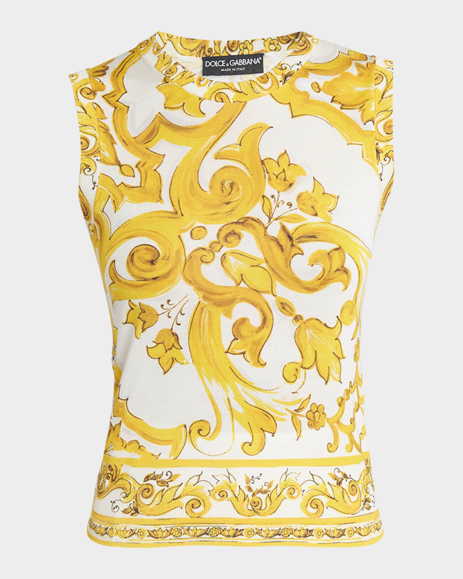 Dolce&Gabbana Brocade Print Knit Tank Top | Neiman Marcus