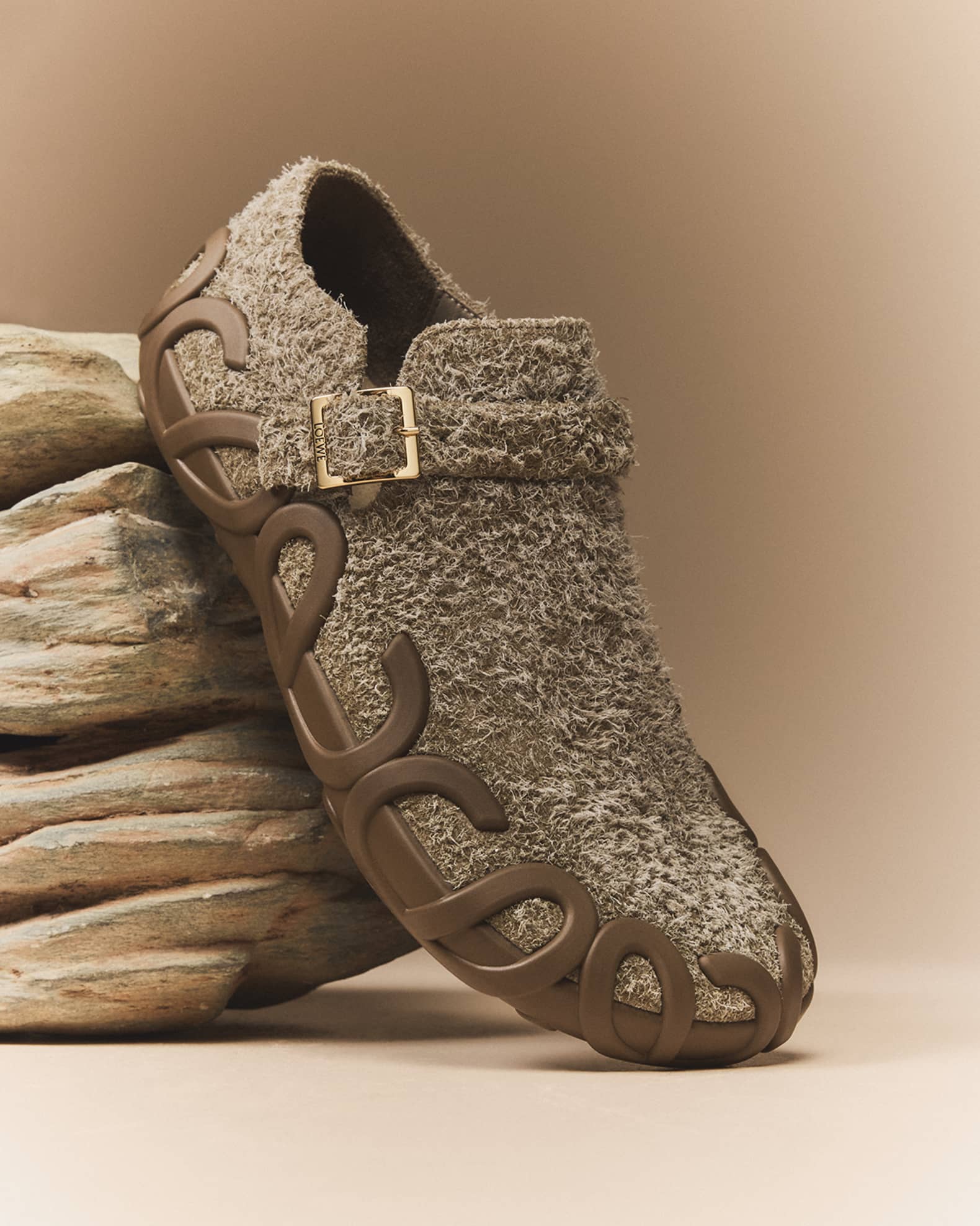 Loewe Rise Brushed Suede Buckle Sneakers | Neiman Marcus