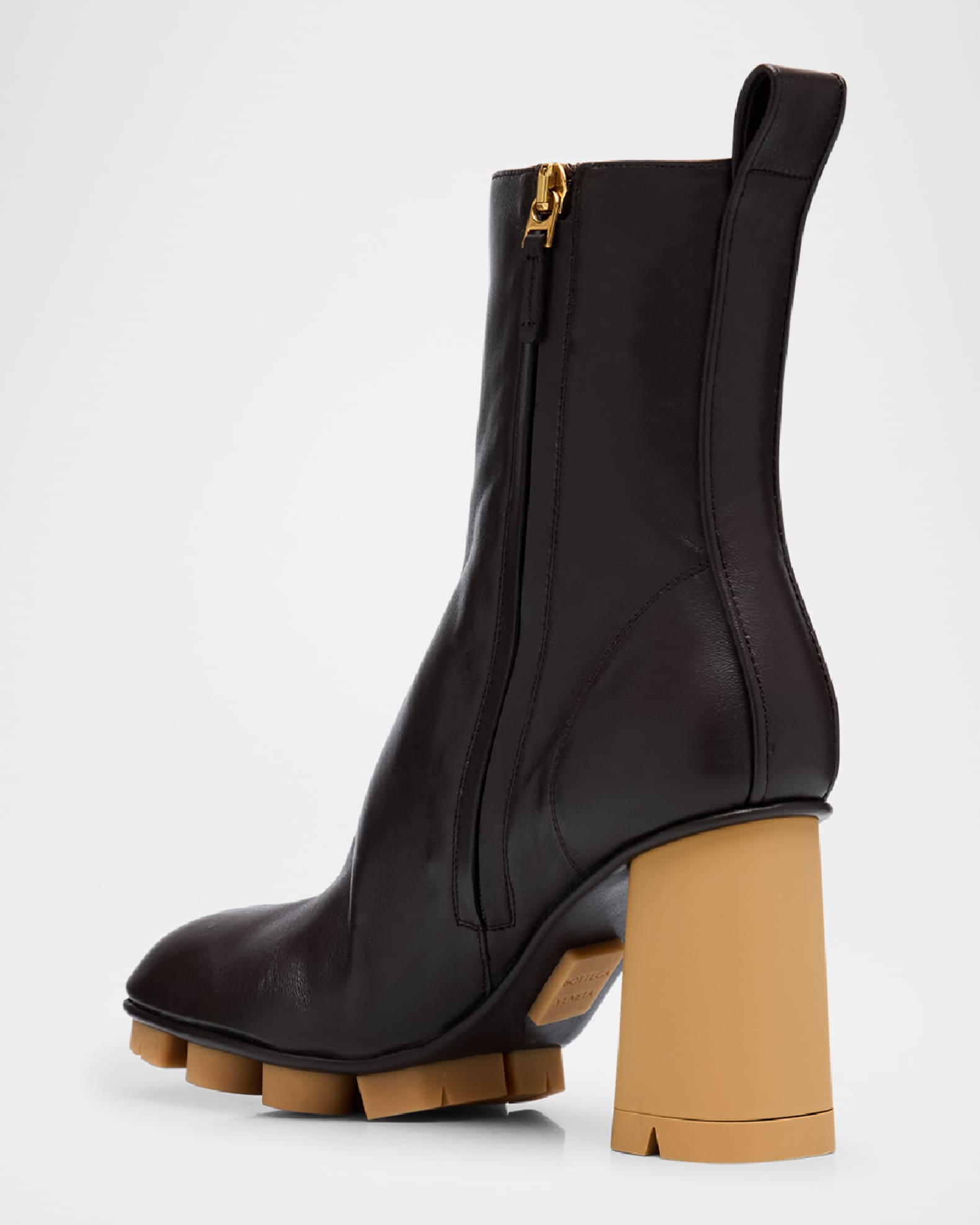 Bottega Veneta Lagoon Leather Block-Heel Booties | Neiman Marcus