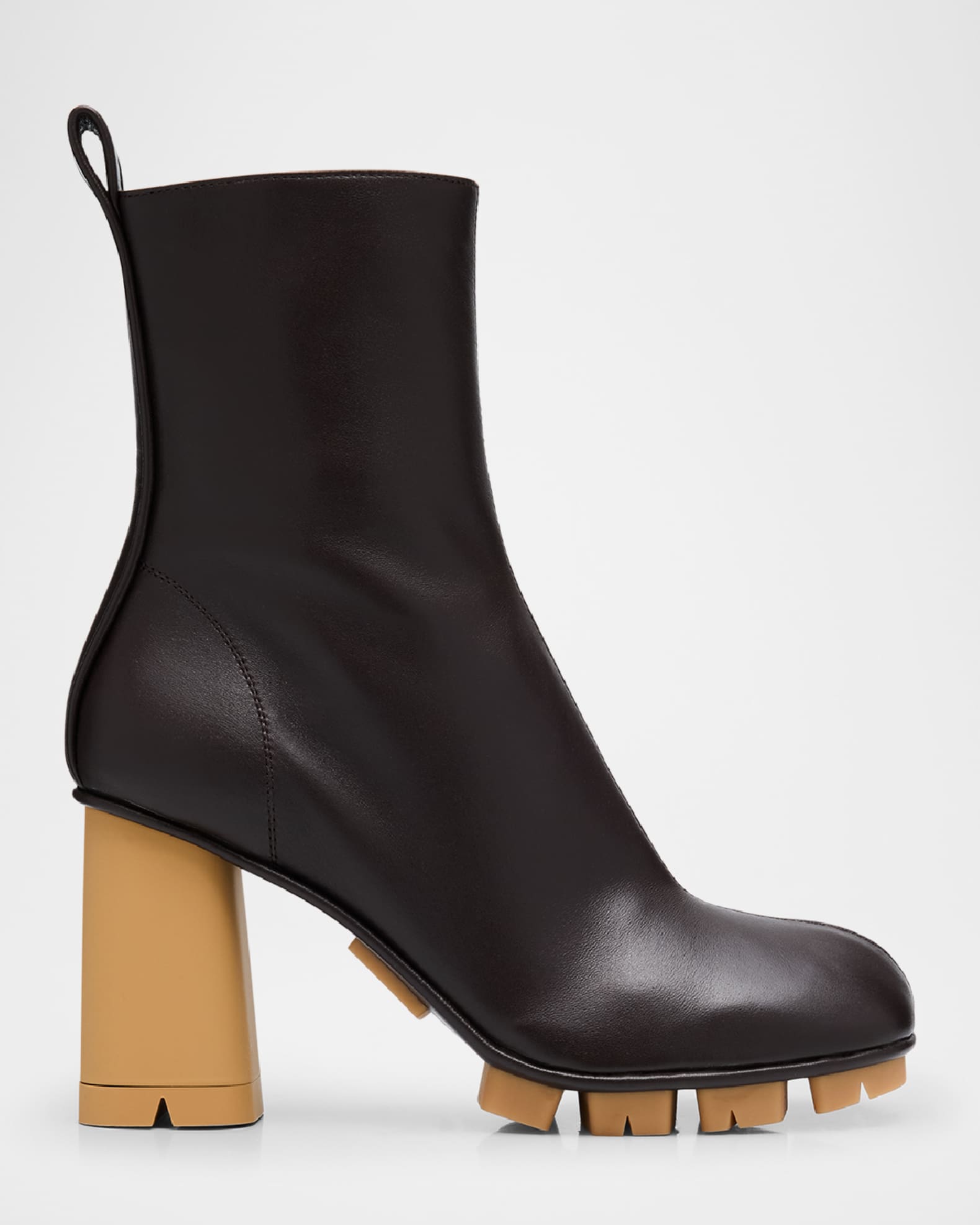 Bottega Veneta Lagoon Leather Block-Heel Booties | Neiman Marcus