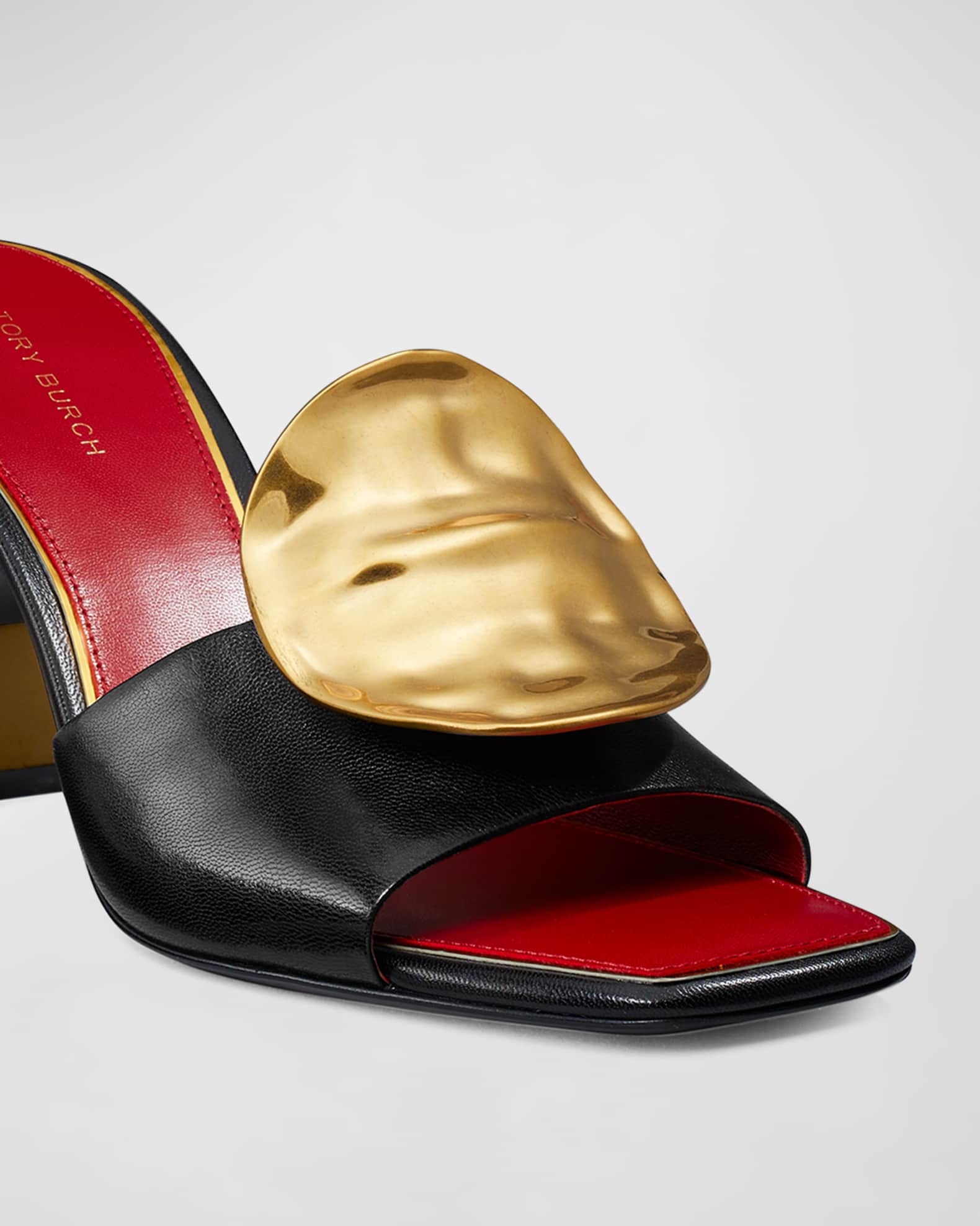 Tory Burch Patos Disc Leather Slide Sandals | Neiman Marcus