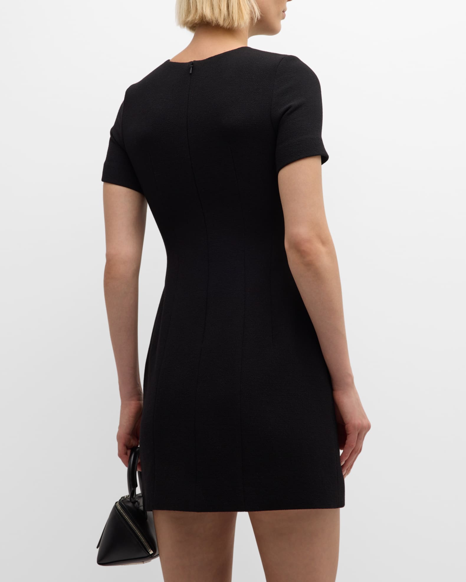 Adam Lippes Flynn Crystal-Button Wool Crepe Mini Dress | Neiman Marcus
