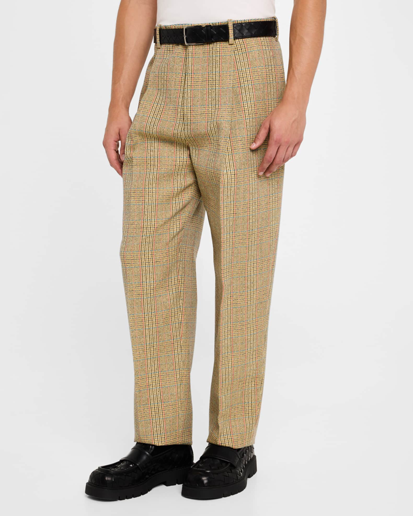Bottega Veneta Men's Distorted Prince of Wales Trousers | Neiman Marcus