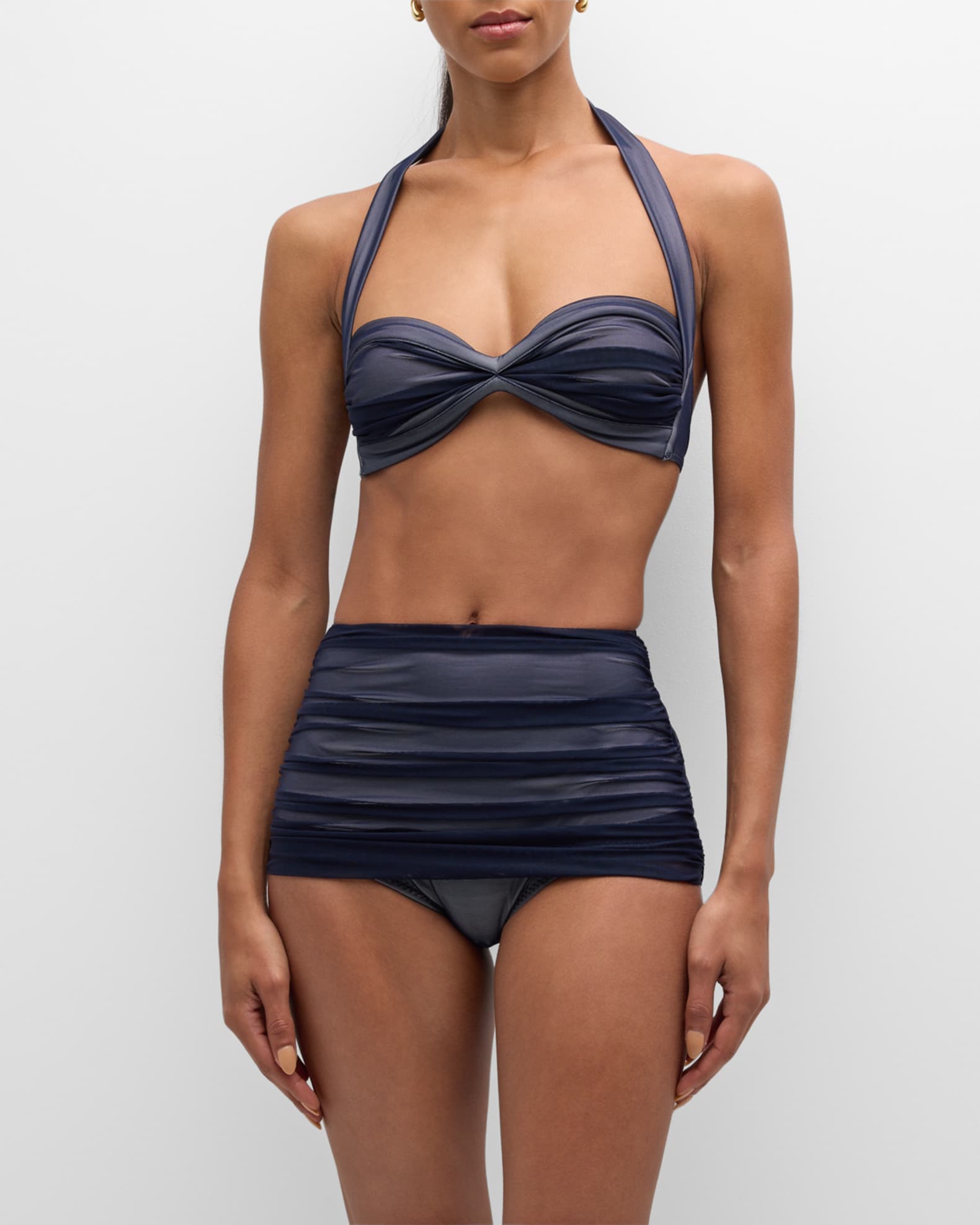 Norma Kamali Bill Ruched Mesh Bikini Top | Neiman Marcus