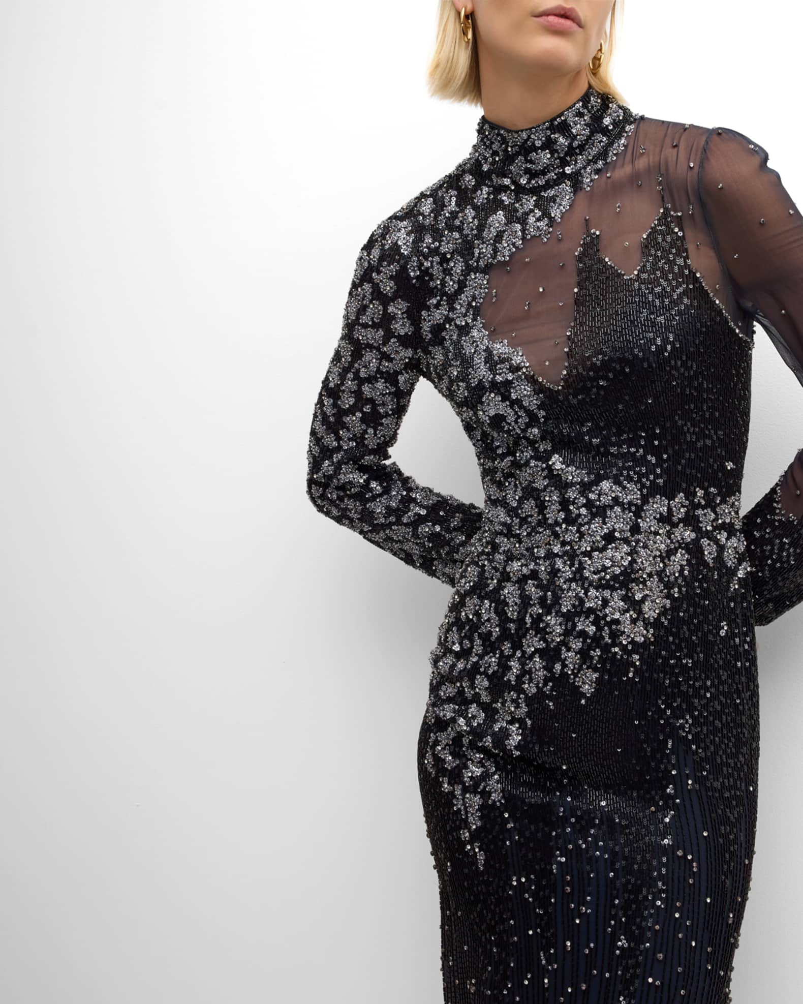 Jenny Packham Starman Sequined Crystal Boatneck Gown | Neiman Marcus