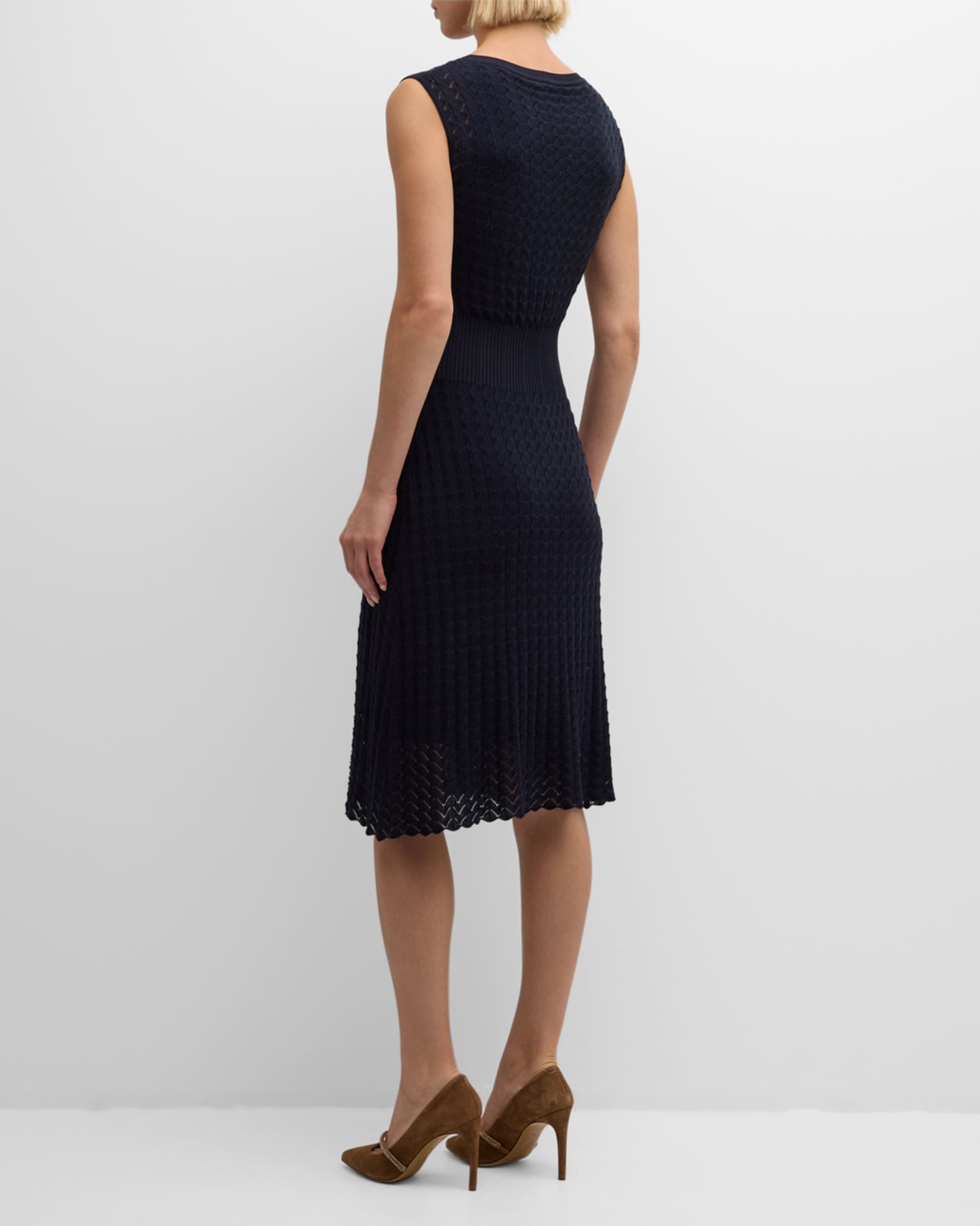 Eleventy Sleeveless Pointelle-Knit Dress | Neiman Marcus