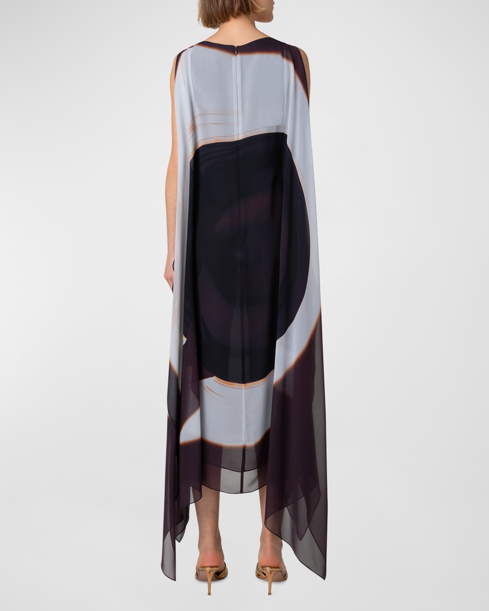 Akris Loop-Print Sleeveless Silk Crepe Maxi Caftan Dress | Neiman Marcus