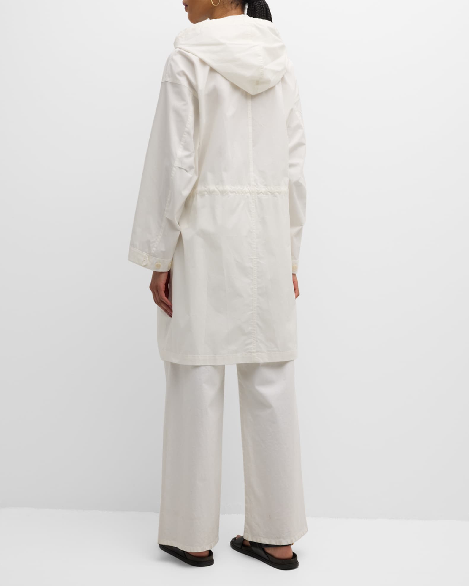 Nili Lotan Malcom Drawstring Hooded Long Anorak Jacket | Neiman Marcus