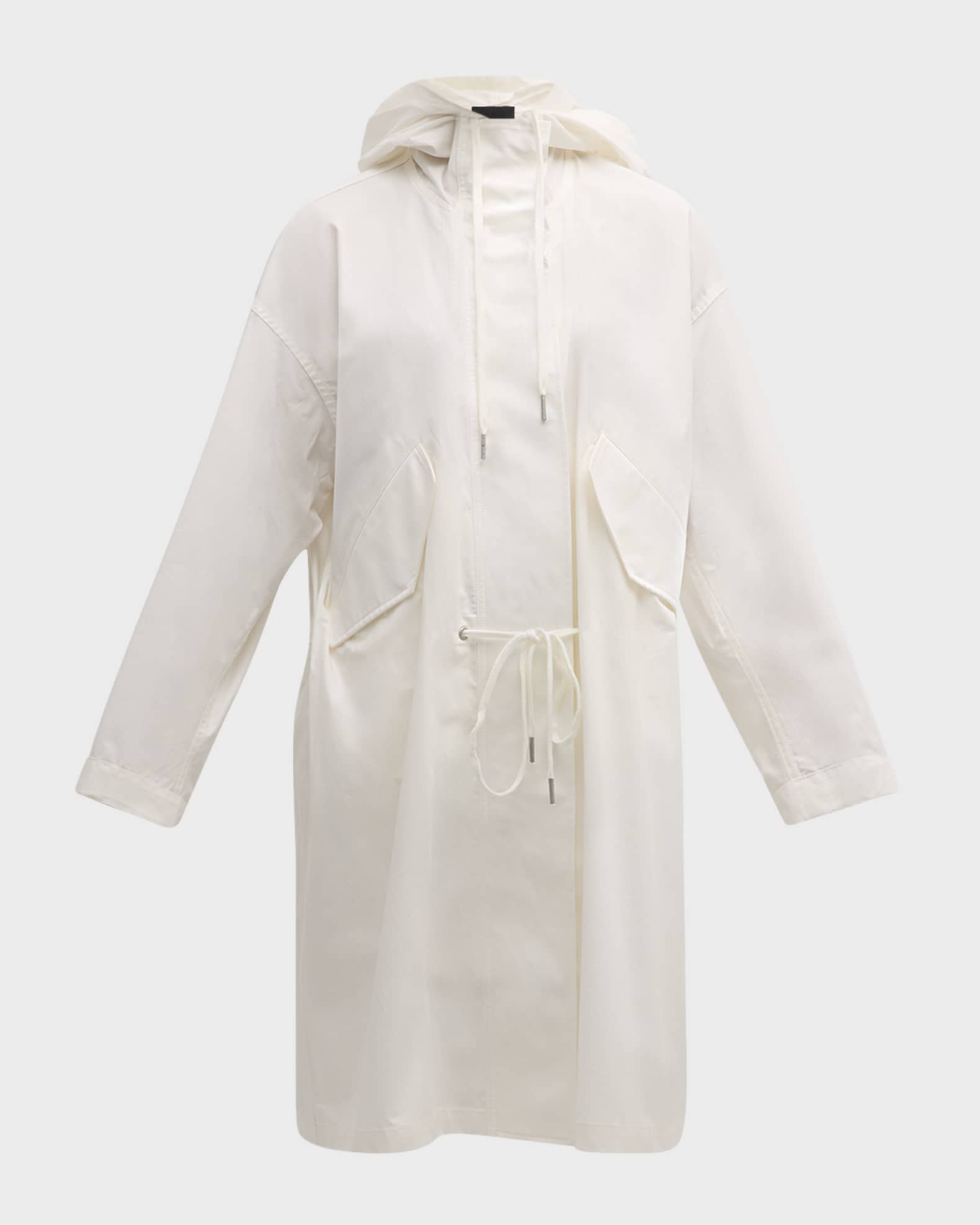 Nili Lotan Malcom Drawstring Hooded Long Anorak Jacket | Neiman Marcus