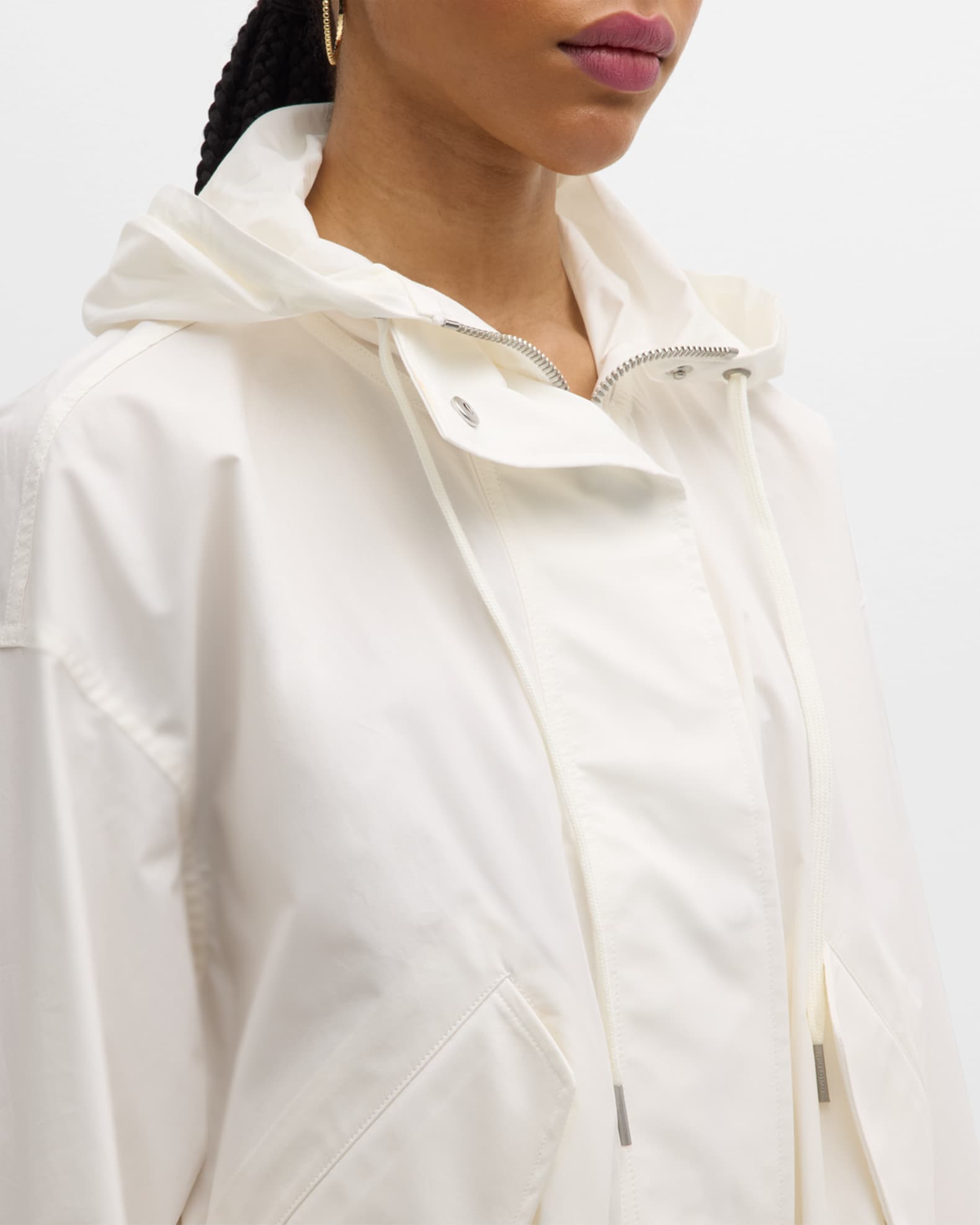 Nili Lotan Malcom Drawstring Hooded Long Anorak Jacket | Neiman Marcus
