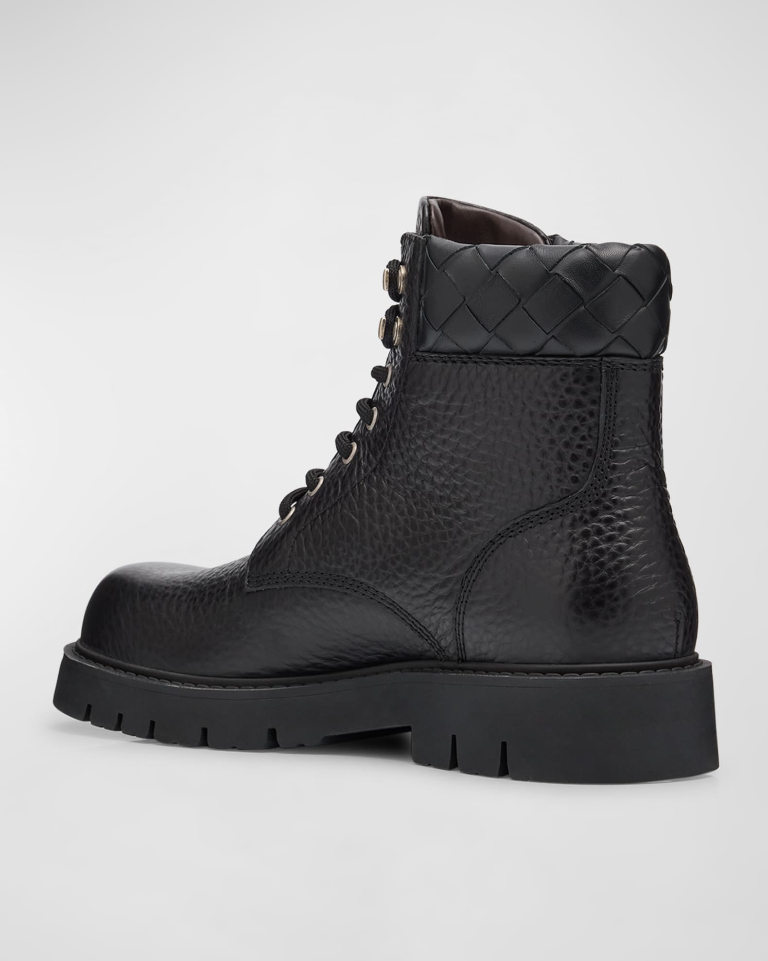Bottega Veneta Men's Haddock Leather Lace-Up Ankle Boots | Neiman Marcus