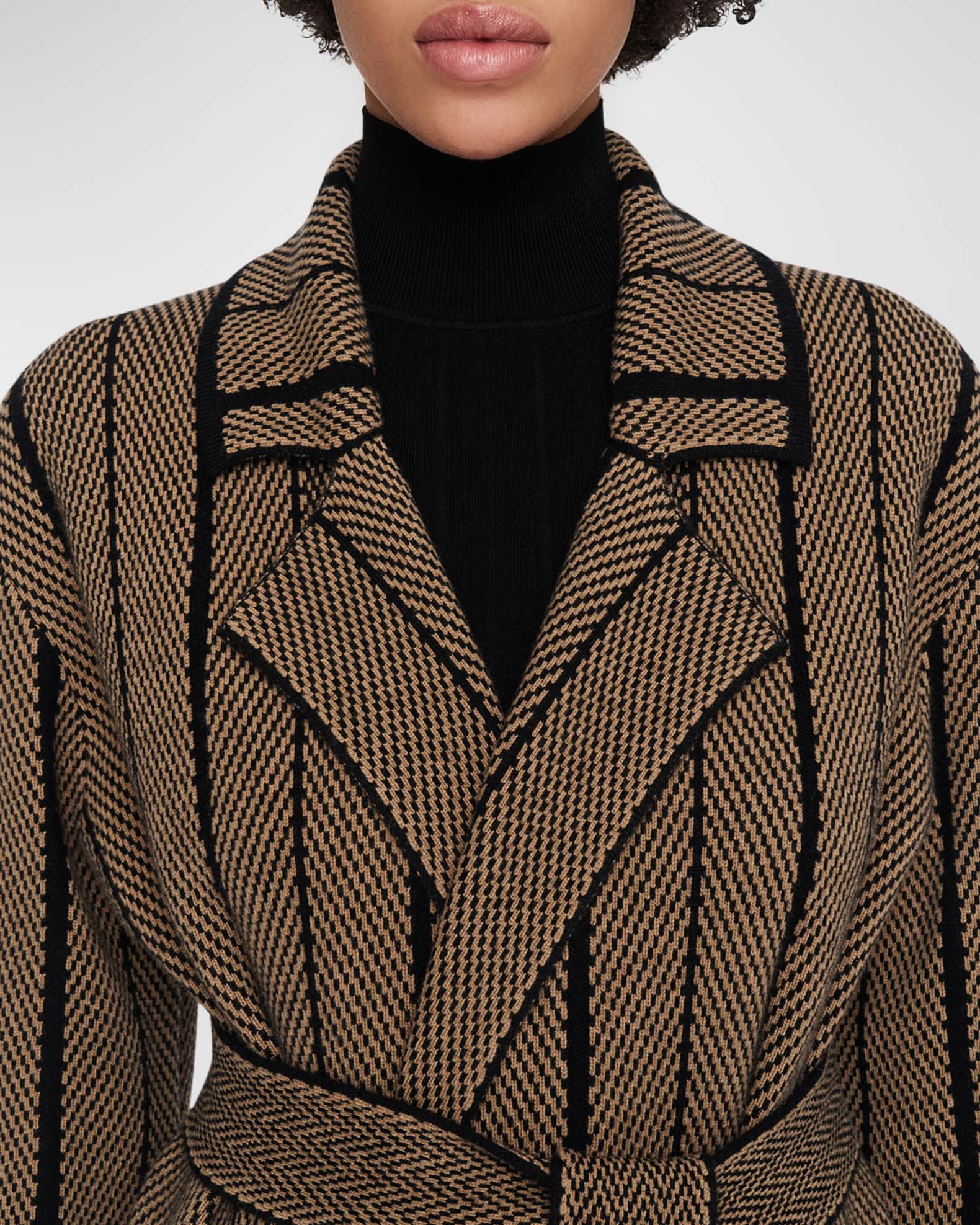 Joseph Wrap-Front Chevron Jacquard Coat | Neiman Marcus