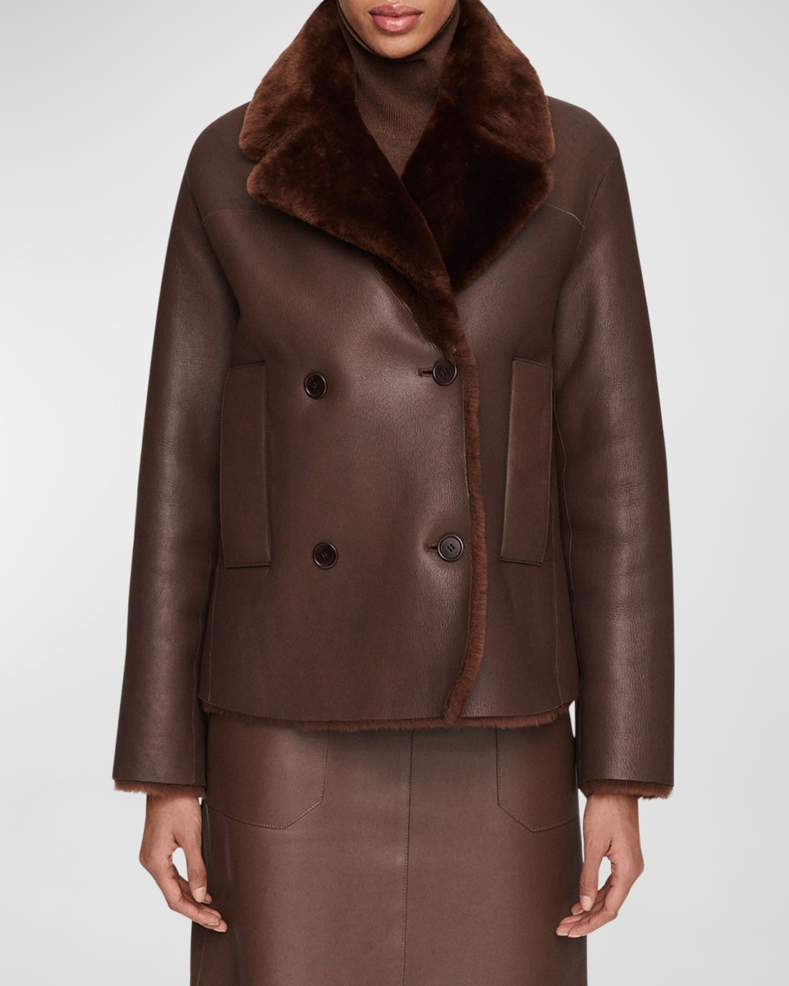 Joseph Calla Leather and Shearling Coat | Neiman Marcus