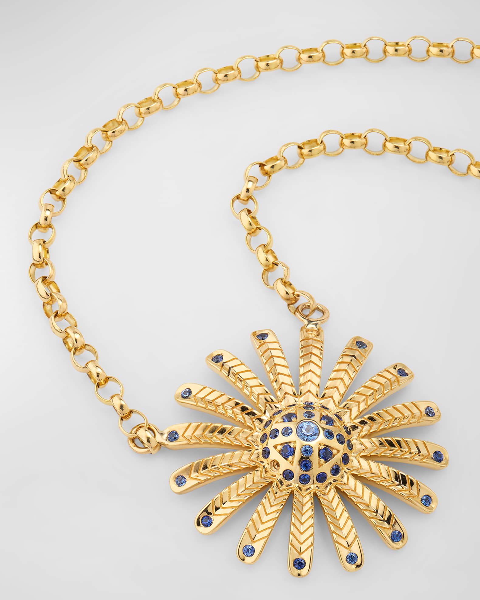 Harwell Godfrey 18K Mini Sunflower Pendant Necklace with Blue Sapphires ...