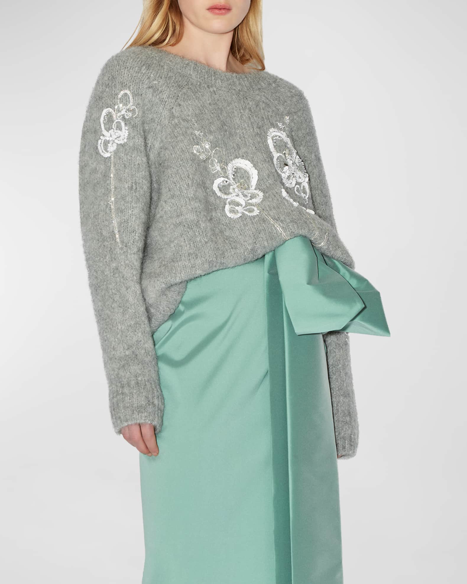 BERNADETTE Flower Embroidered Alpaca Wool Sweater | Neiman Marcus