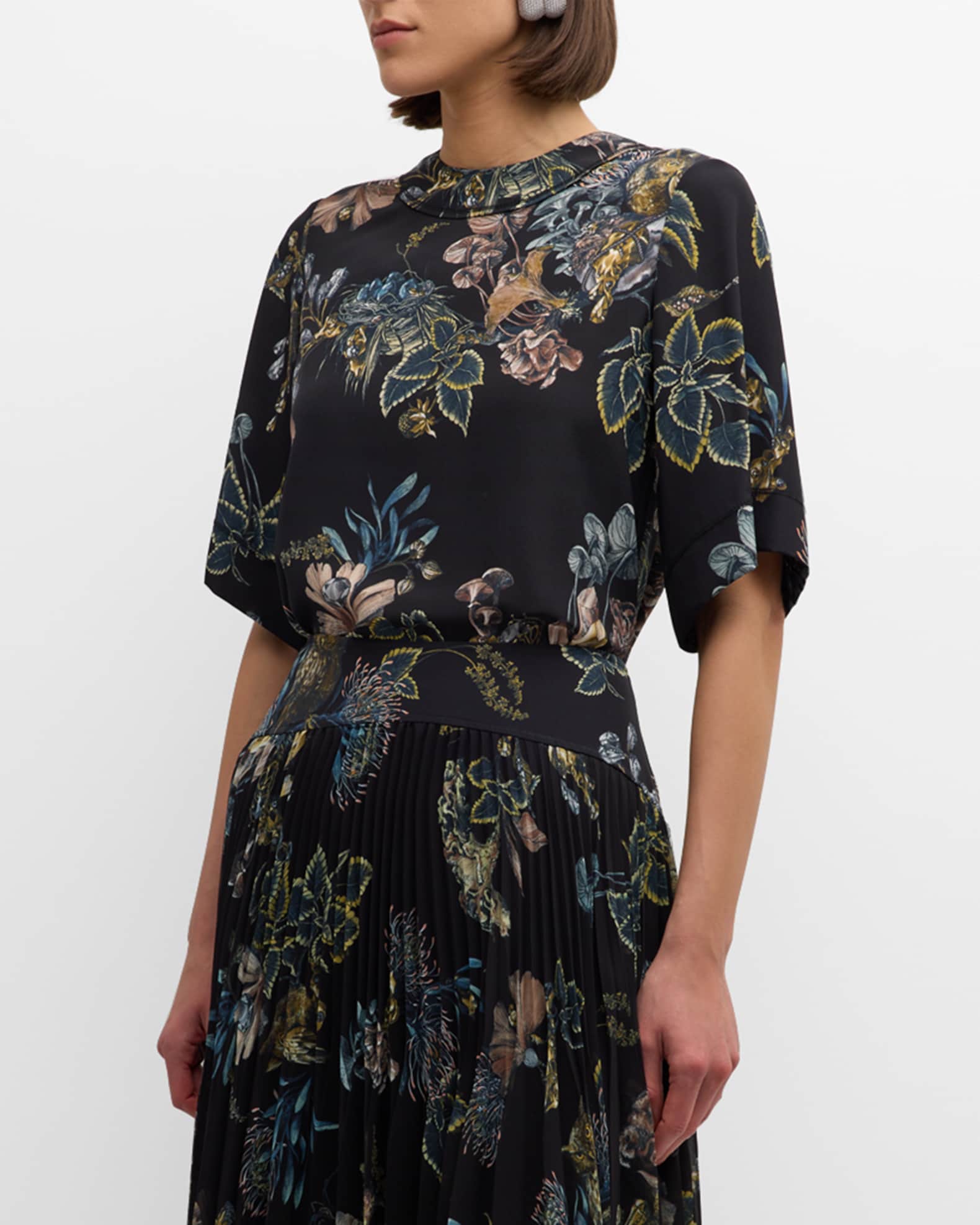 Jason Wu Collection Forest Floral Short-Sleeve Top | Neiman Marcus