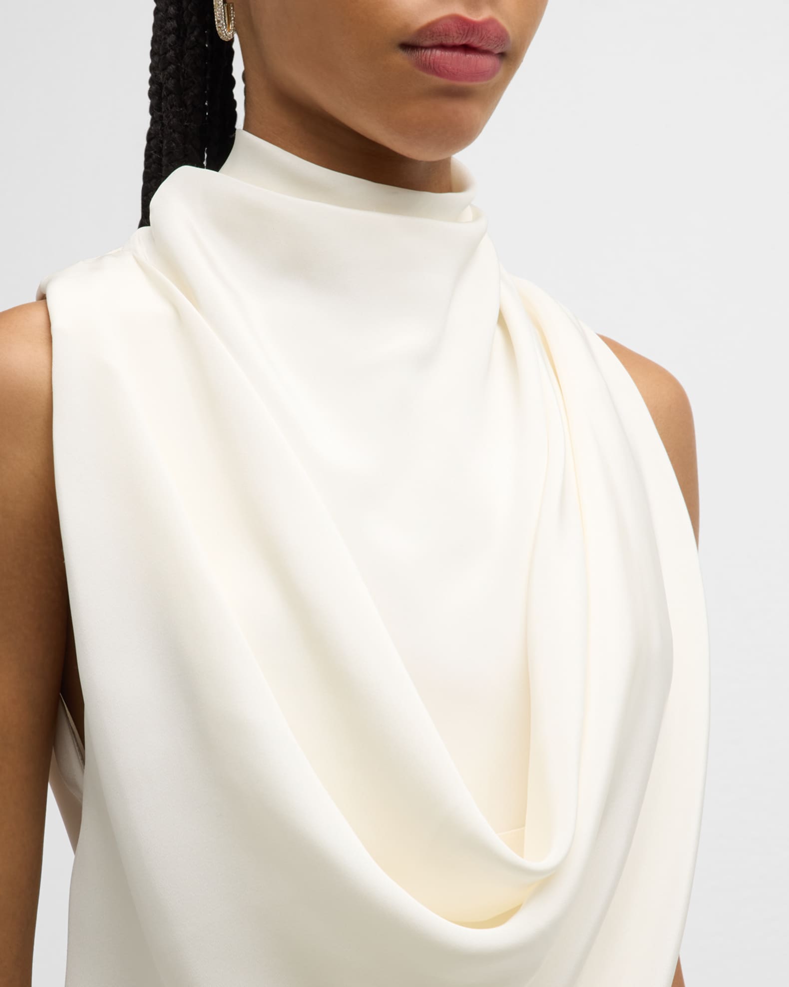 Brandon Maxwell Lina Draped Cowl-Neck Sleeveless Top | Neiman Marcus