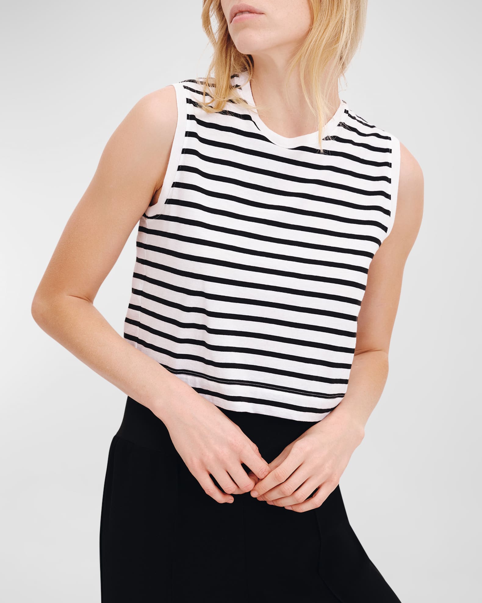 ATM Anthony Thomas Melillo Classic Jersey Stripe Sleeveless Cropped ...