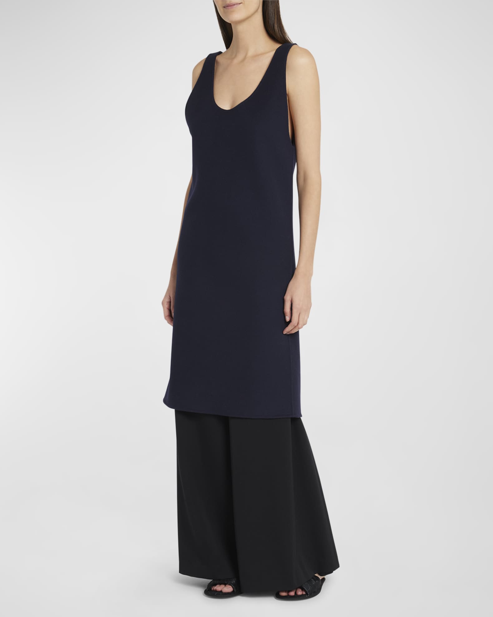 THE ROW Bumi Scoop-Neck Sleeveless Button-Vented Dress | Neiman Marcus