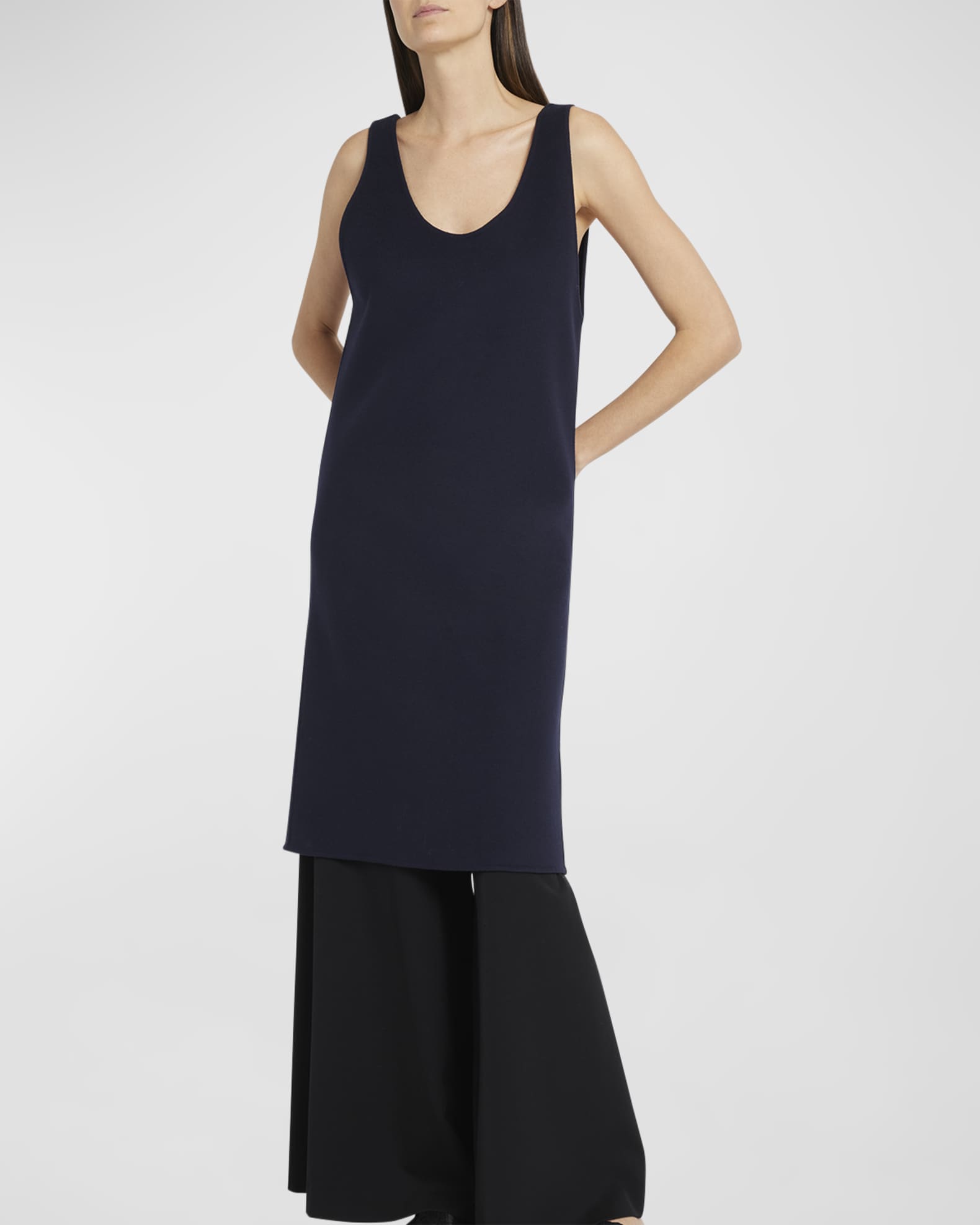 THE ROW Bumi Scoop-Neck Sleeveless Button-Vented Dress | Neiman Marcus