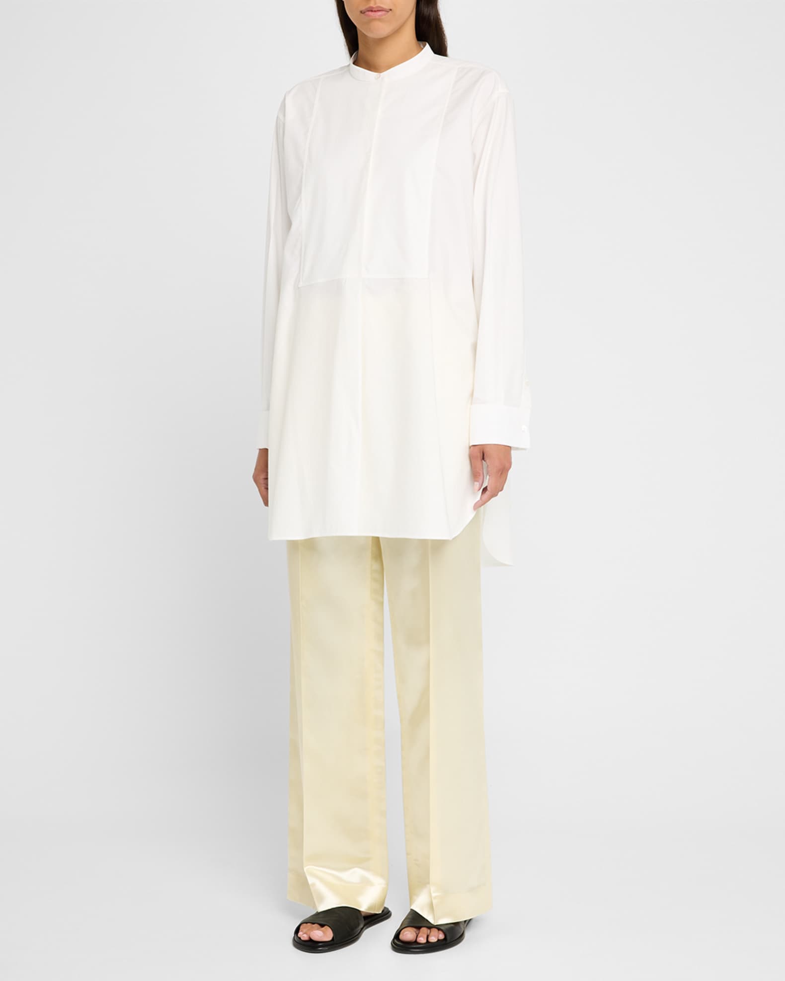 THE ROW Encore Mid-Rise Satin Straight-Leg Pants | Neiman Marcus