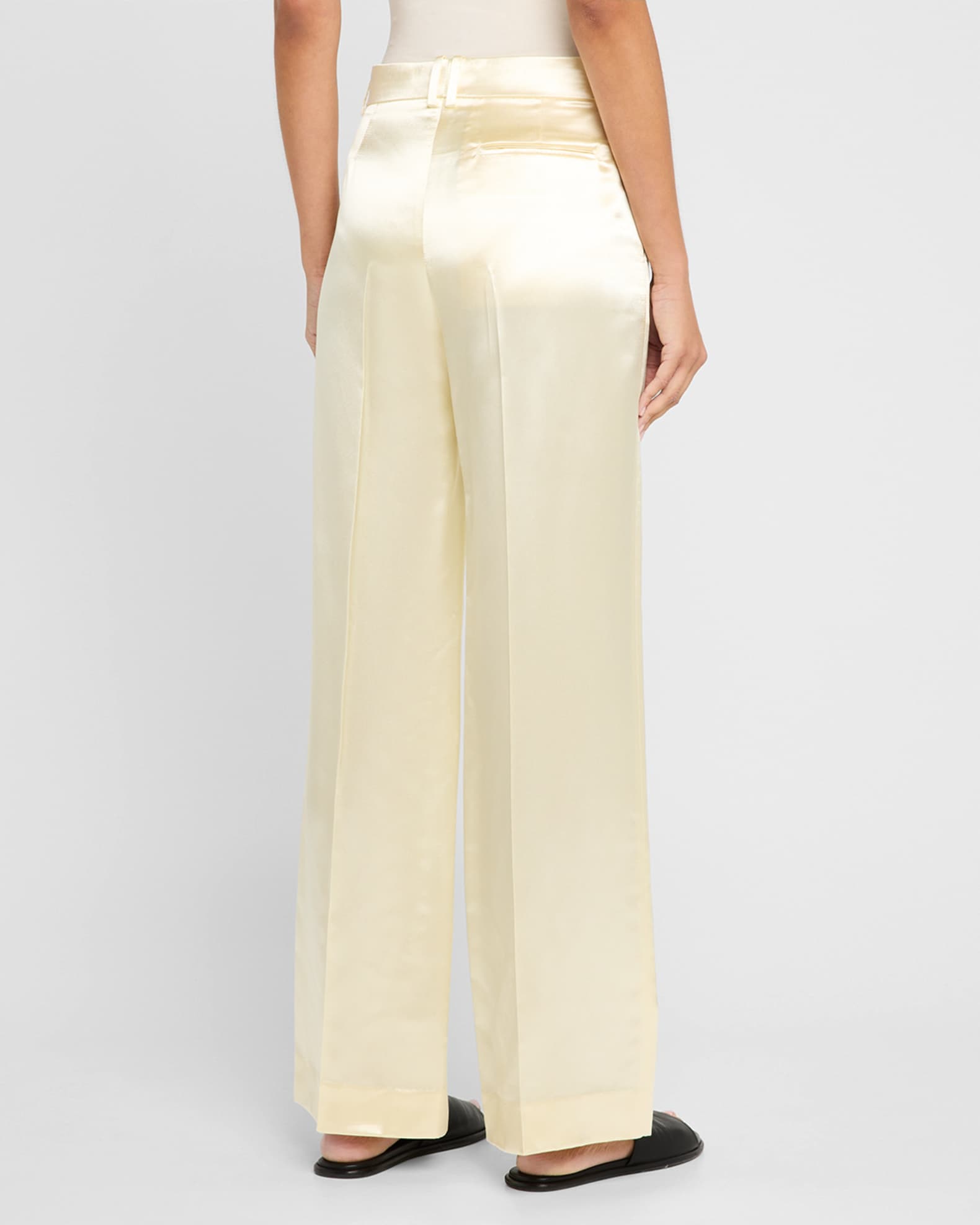 THE ROW Encore Mid-Rise Satin Straight-Leg Pants | Neiman Marcus