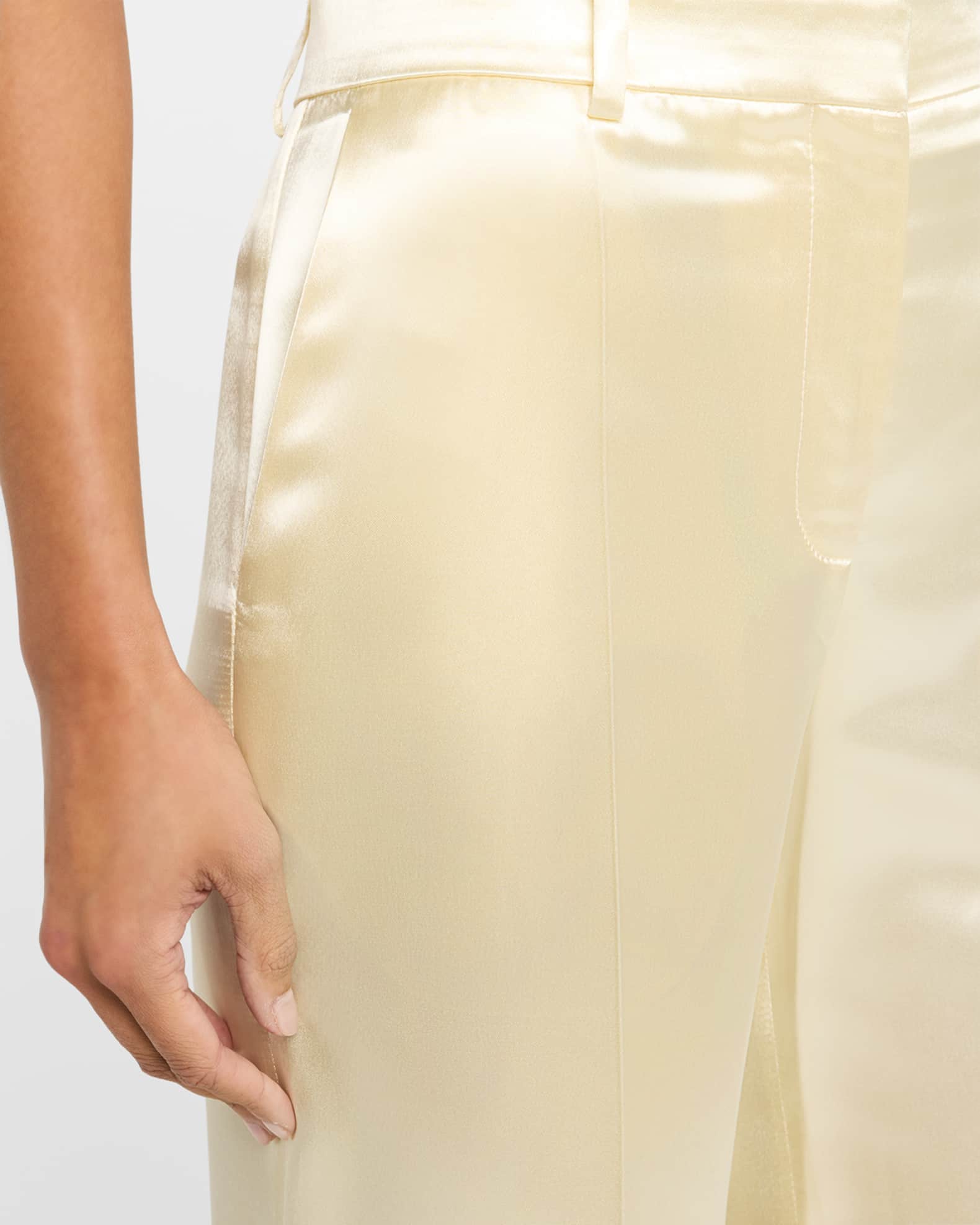 THE ROW Encore Mid-Rise Satin Straight-Leg Pants | Neiman Marcus