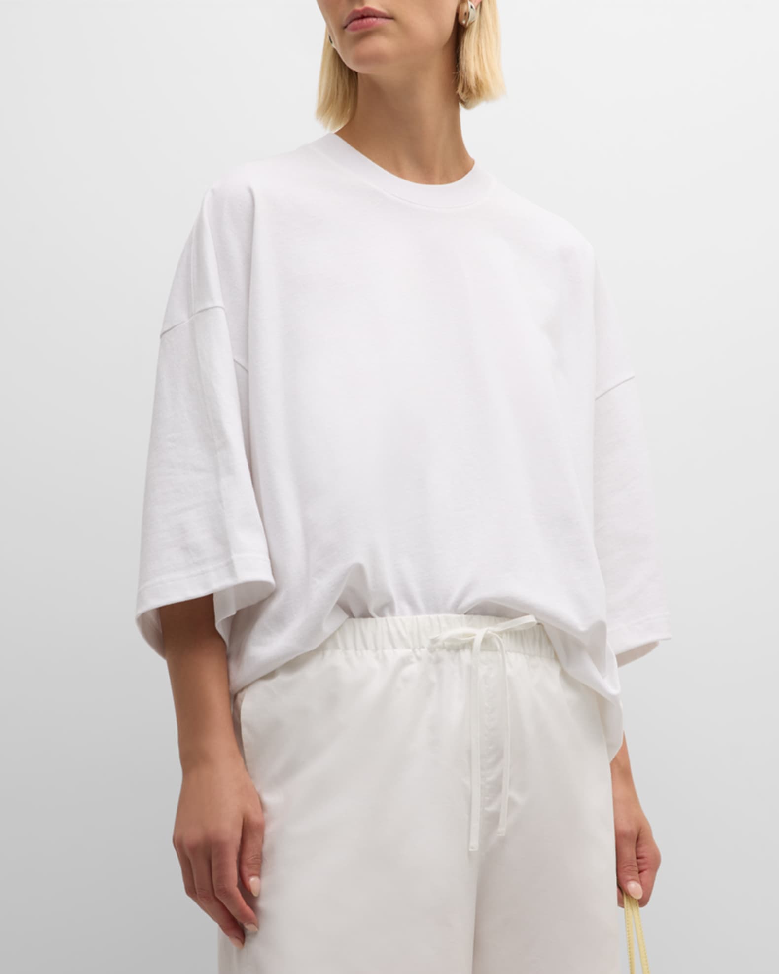 THE ROW Isha Oversized Short-Sleeve Cotton Top | Neiman Marcus