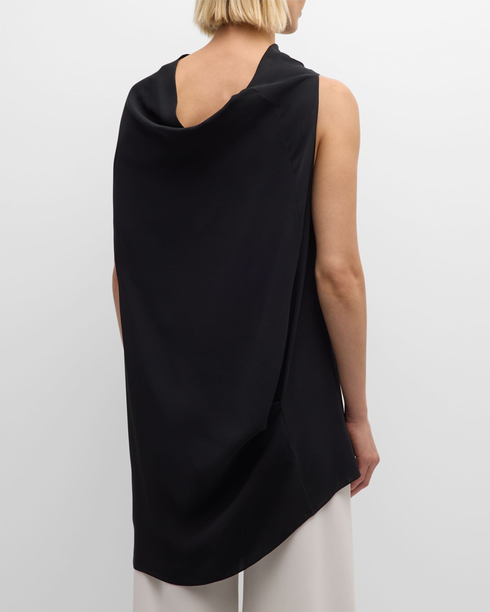 THE ROW Aria Draped One-Shoulder Asymmetric Silk Tunic Top | Neiman Marcus