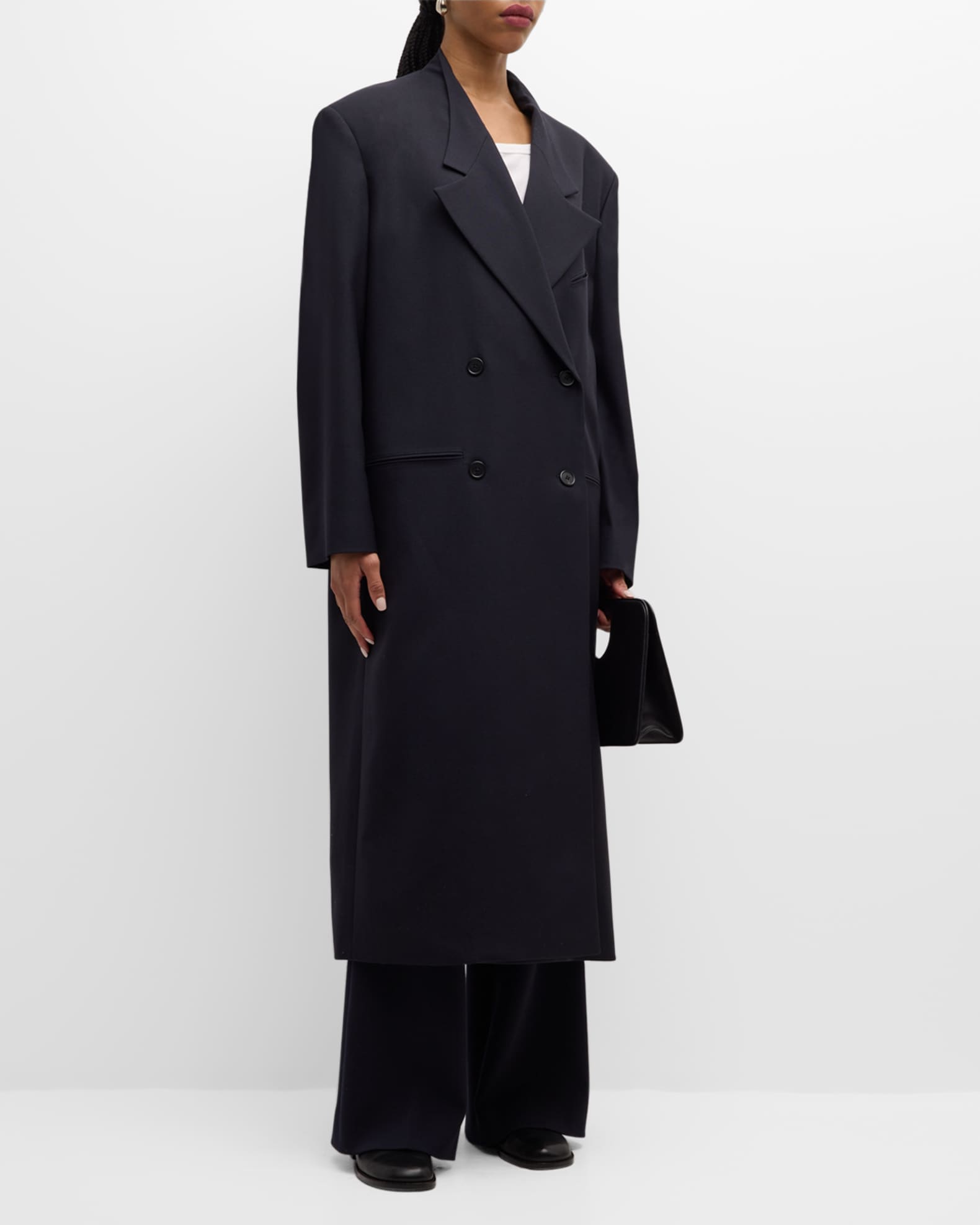 THE ROW Indra Double-Breasted Long Wool Coat | Neiman Marcus