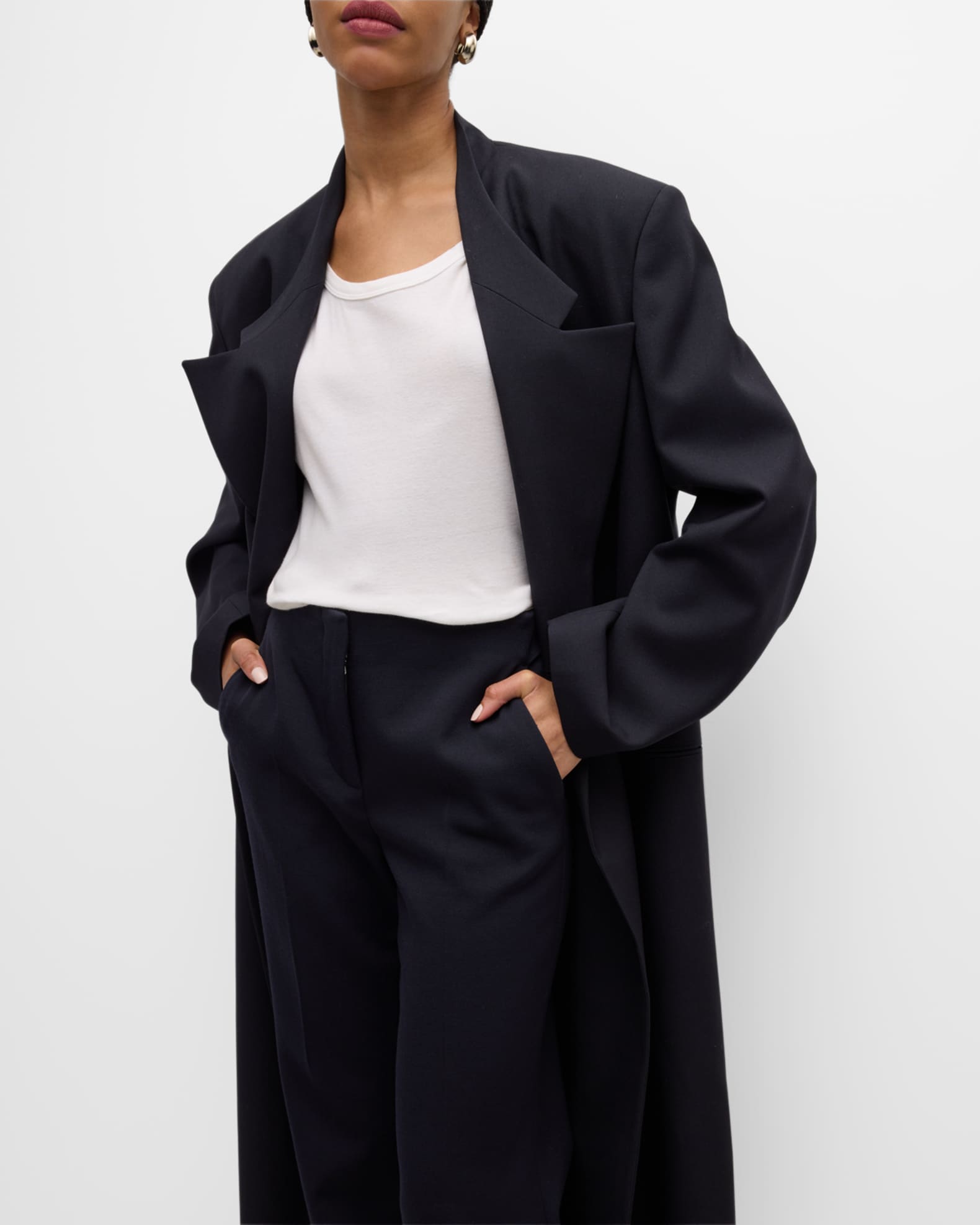 THE ROW Indra Double-Breasted Long Wool Coat | Neiman Marcus