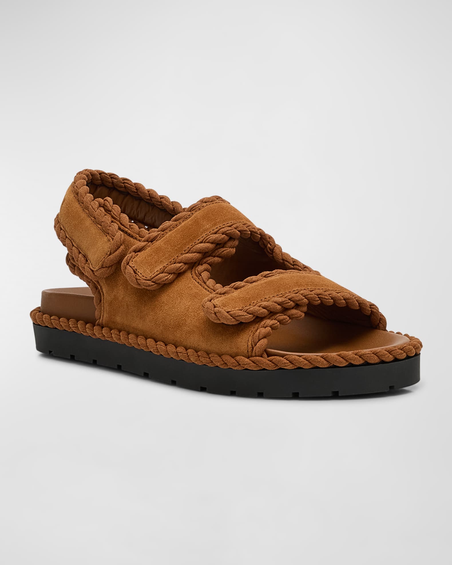 Bottega Veneta Braided Suede Grip Comfort Sandals | Neiman Marcus