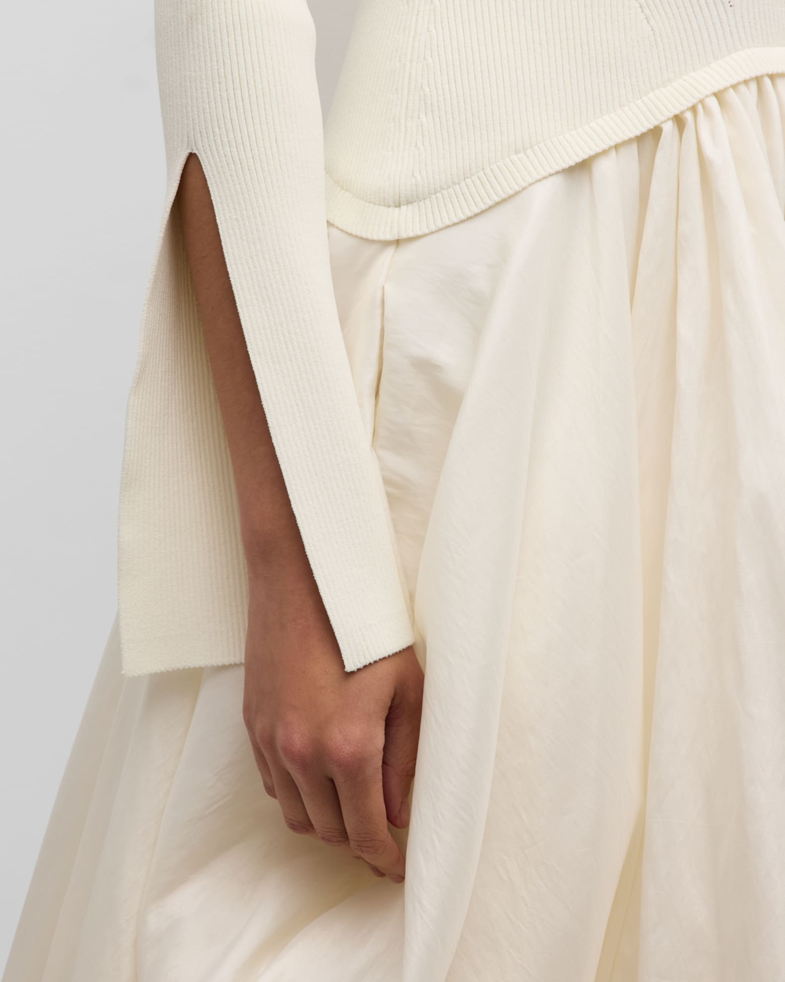 SIMKHAI Kenlie Mixed Media Bubble Midi Dress | Neiman Marcus
