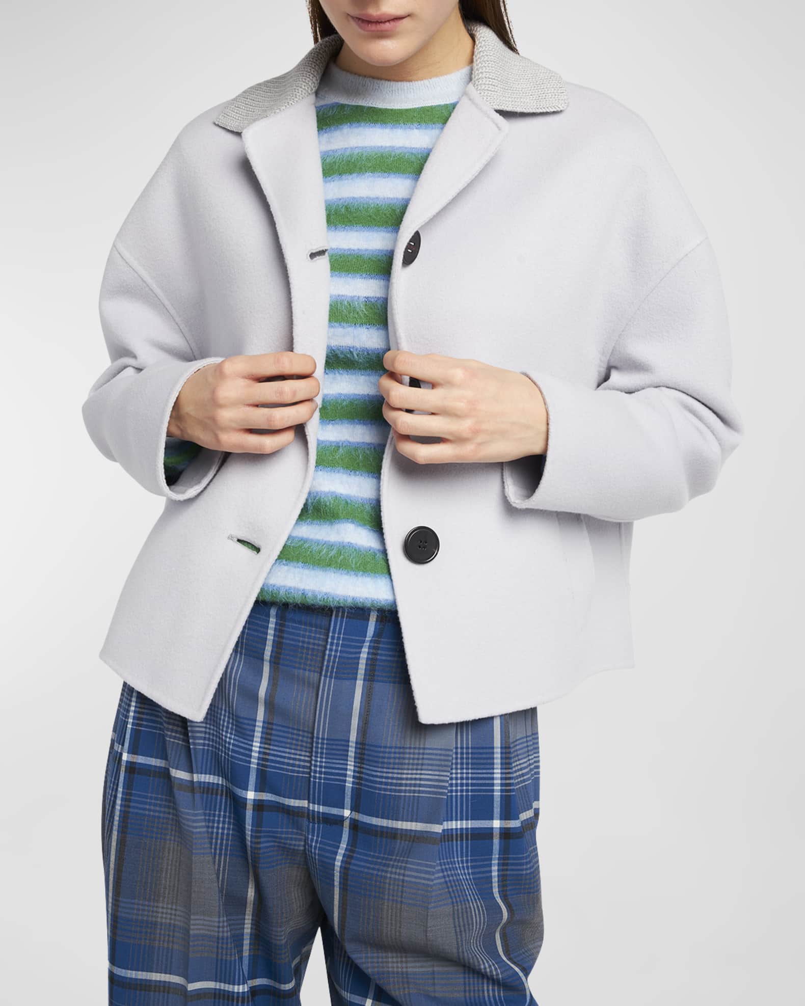 Marni Single-Breasted Brushed Wool-Cashmere Jacket | Neiman Marcus