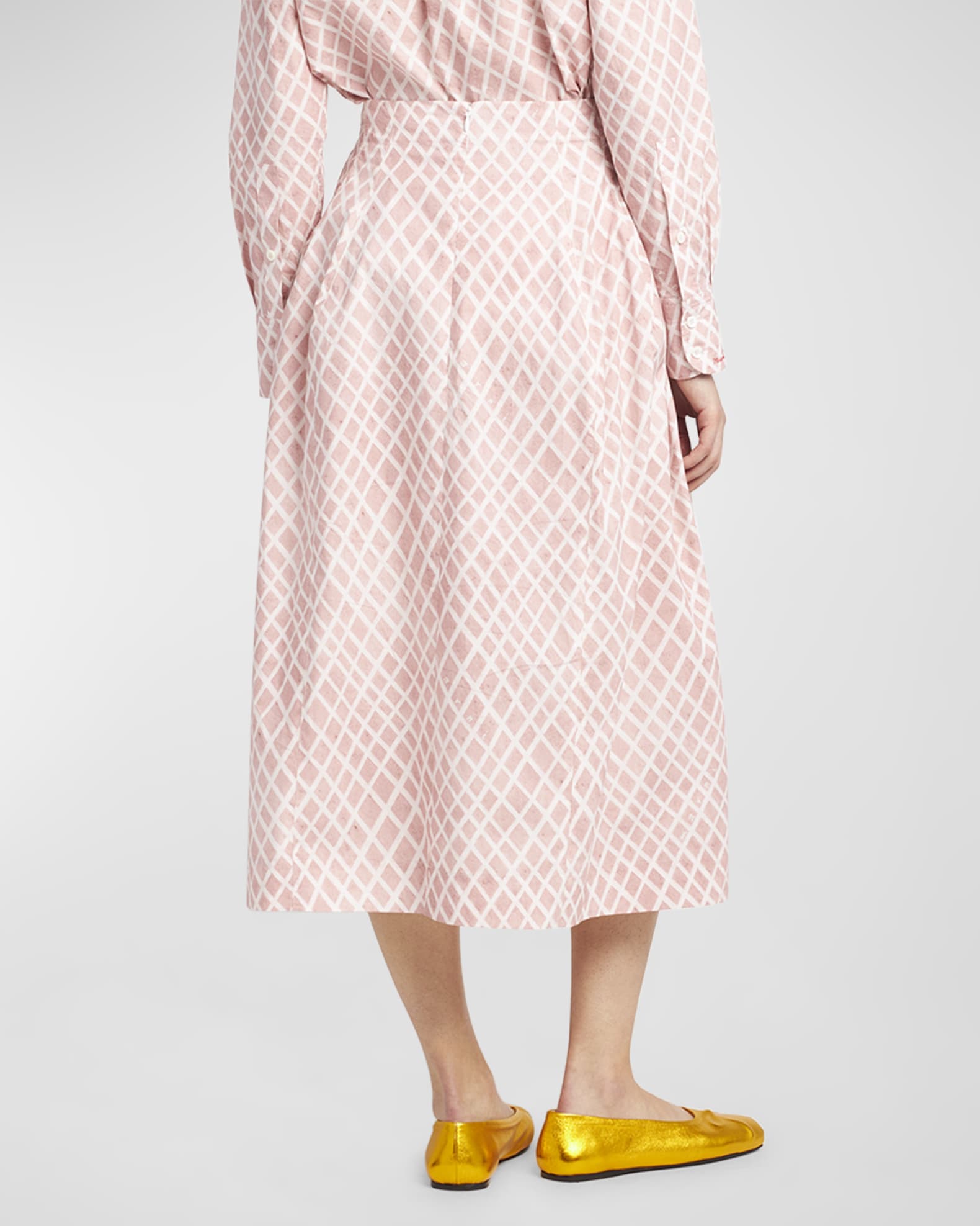Marni Lattice-Print Midi Skirt | Neiman Marcus
