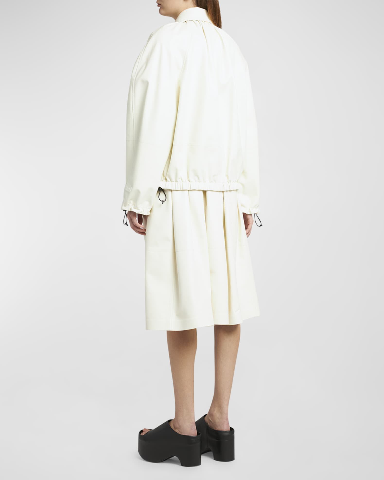 Marni Gathered Collar Leather Zip Jacket | Neiman Marcus