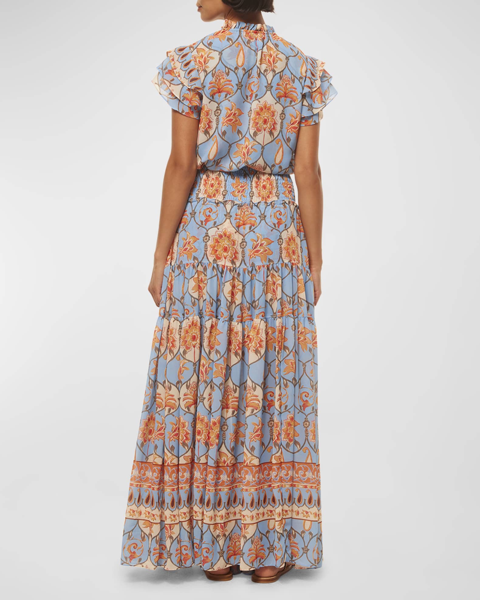 MISA Los Angeles Maria Floral Short-Sleeve Ruffled Top | Neiman Marcus