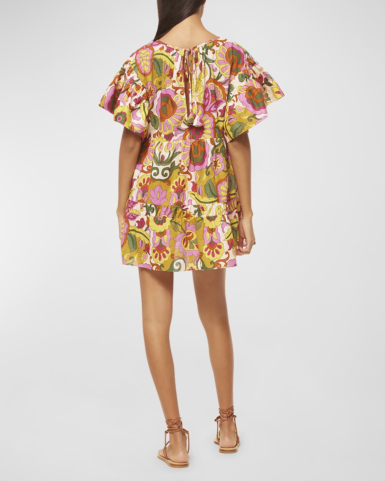 MISA Los Angeles Mabel Flutter-Sleeve Mini Babydoll Dress | Neiman Marcus