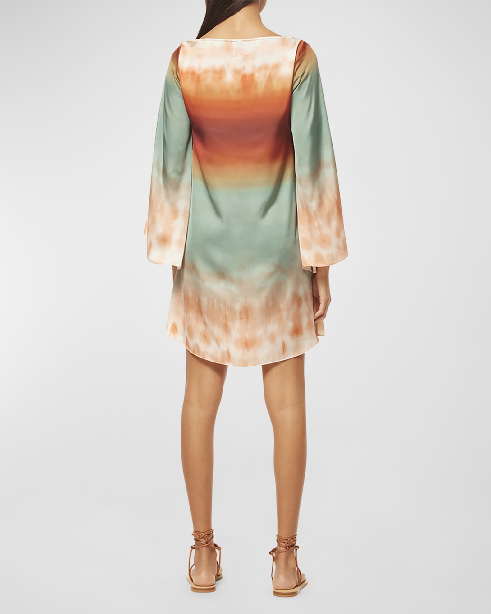 MISA Los Angeles Twiggy Tie-Belt Bell-Sleeve Mini Dress | Neiman Marcus