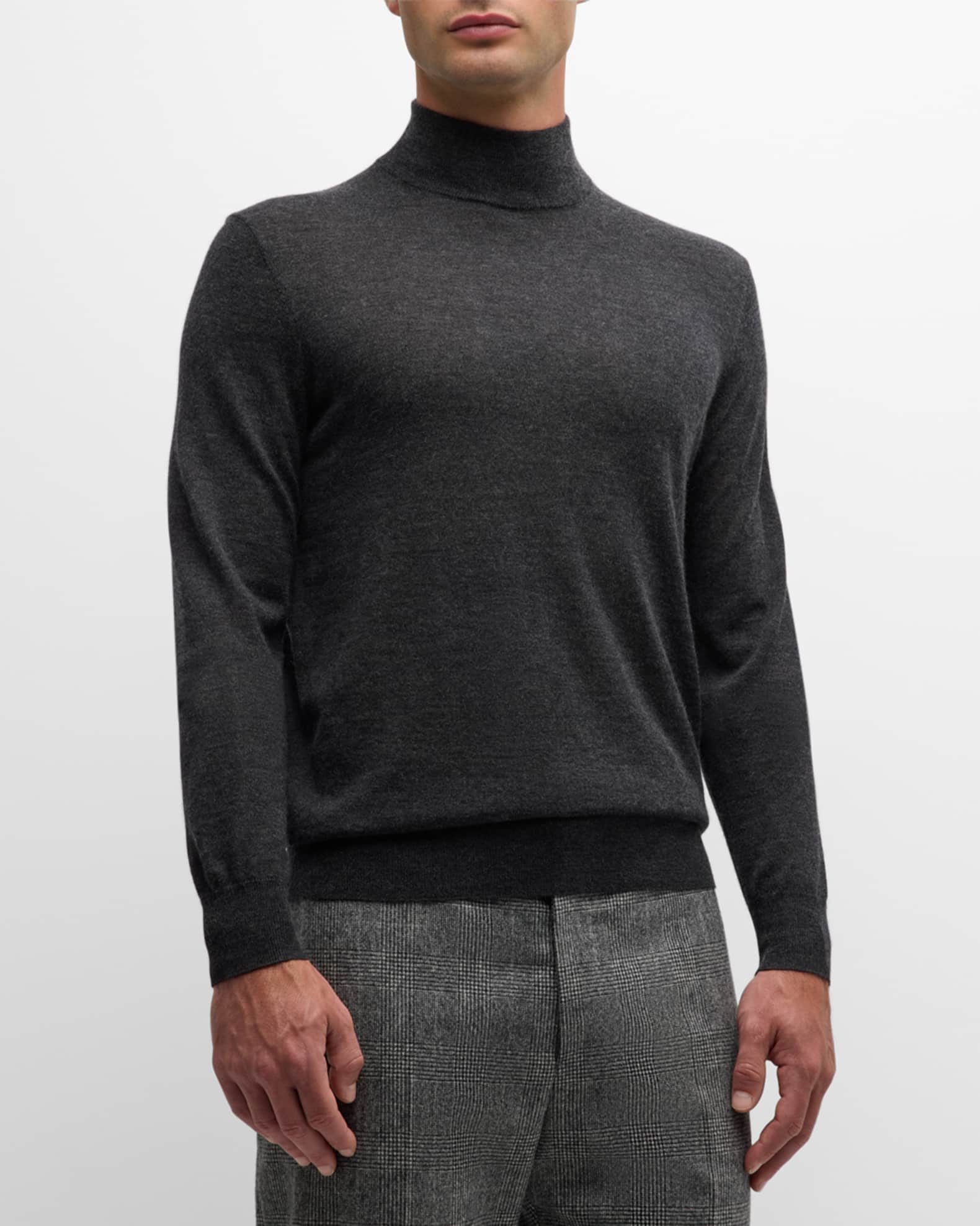 Neiman Marcus Men's Cashmere and Silk Mock-Neck Sweater | Neiman Marcus