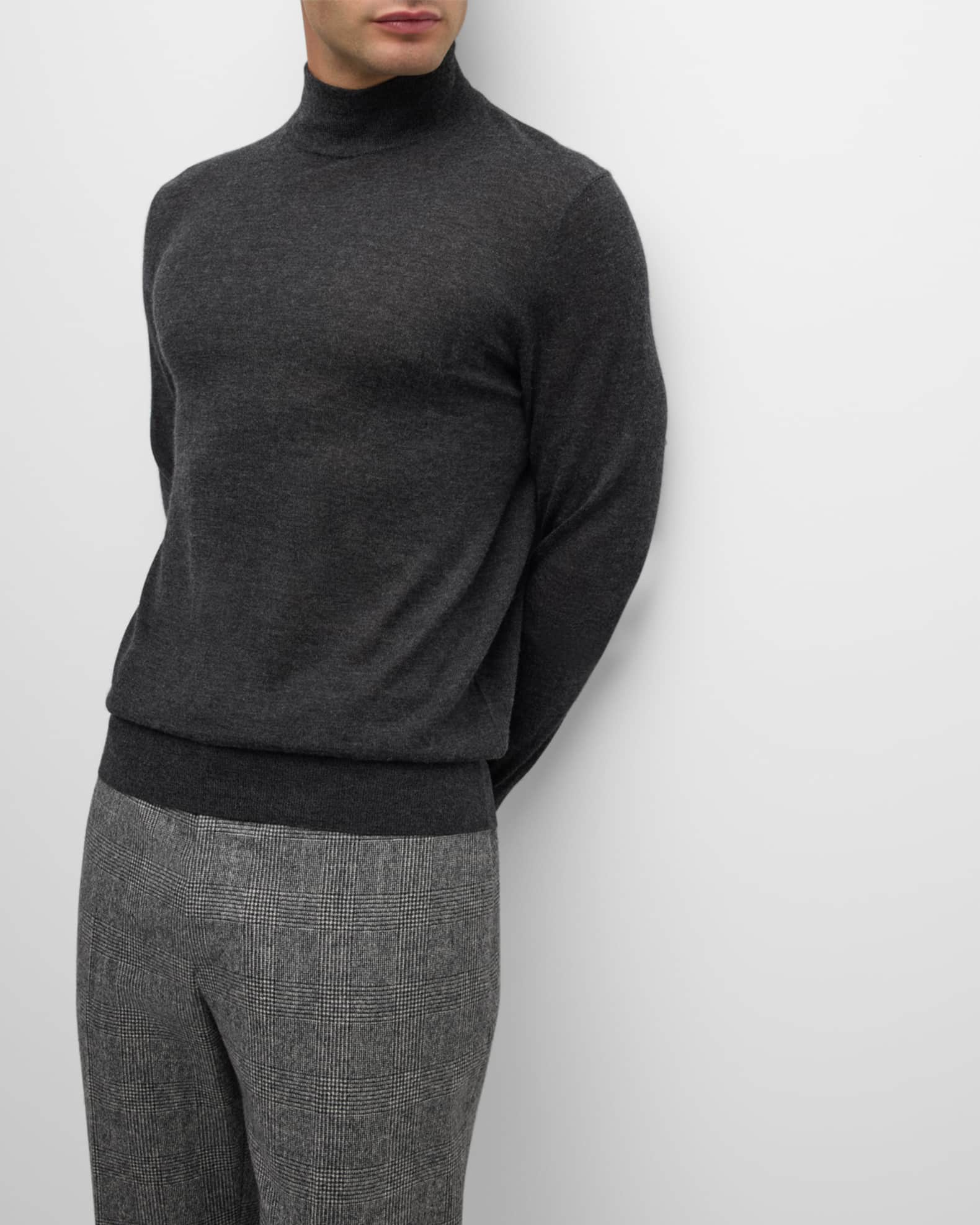 Neiman Marcus Men's Cashmere and Silk Mock-Neck Sweater | Neiman Marcus