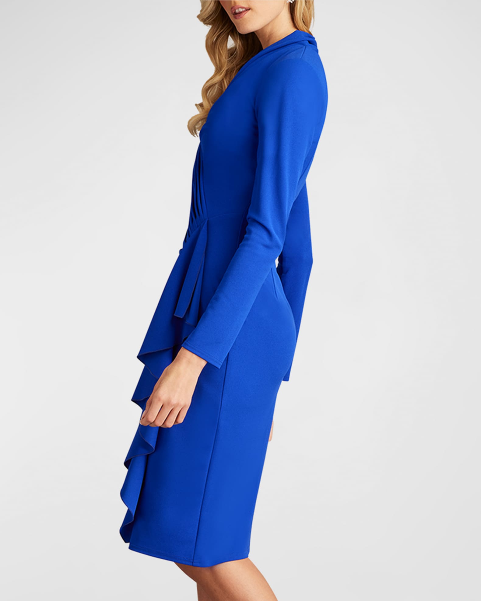 Tadashi Shoji Pleated Ruffle Bodycon Crepe Dress | Neiman Marcus