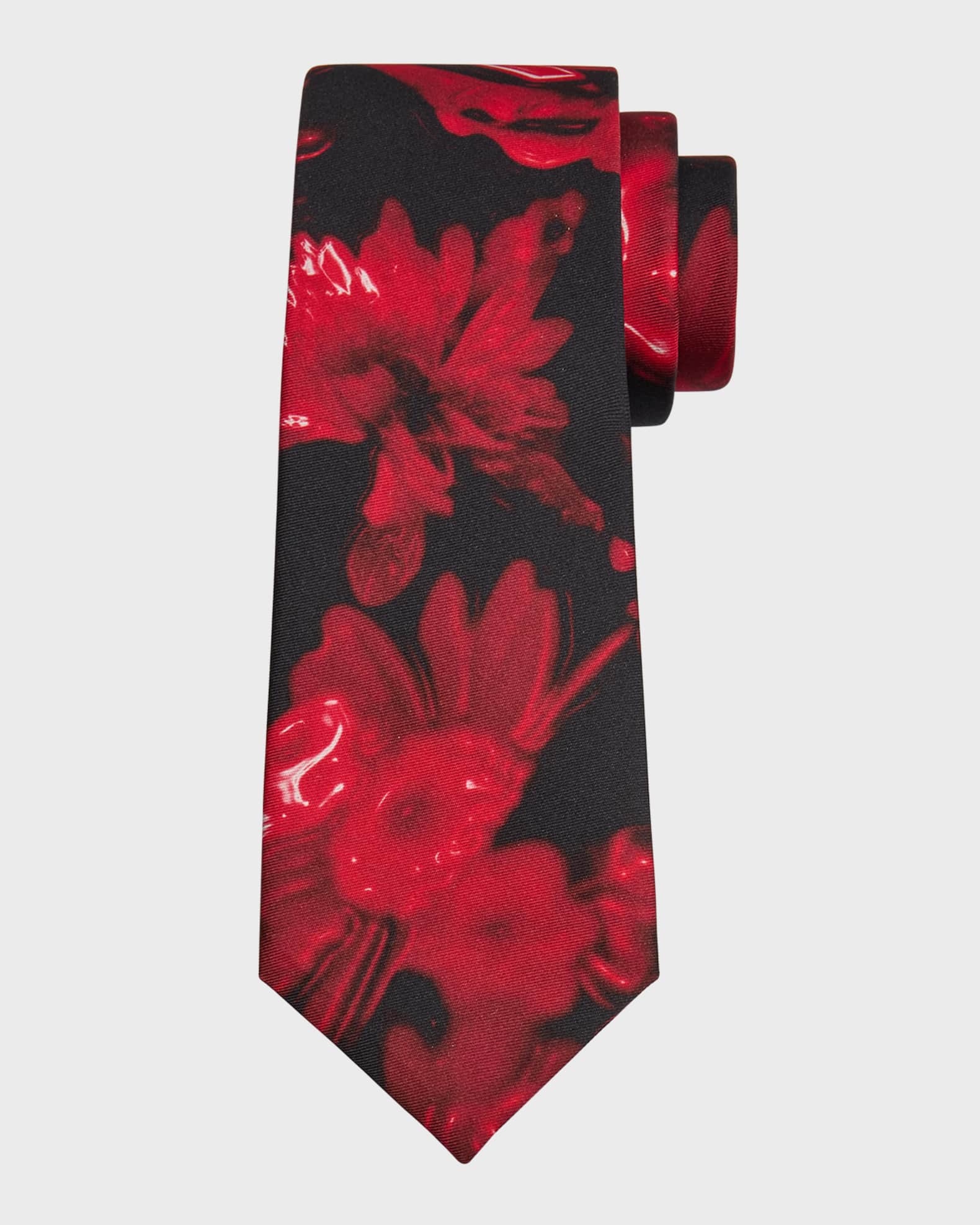 Alexander McQueen Men's Silk Wax Flower Tie | Neiman Marcus